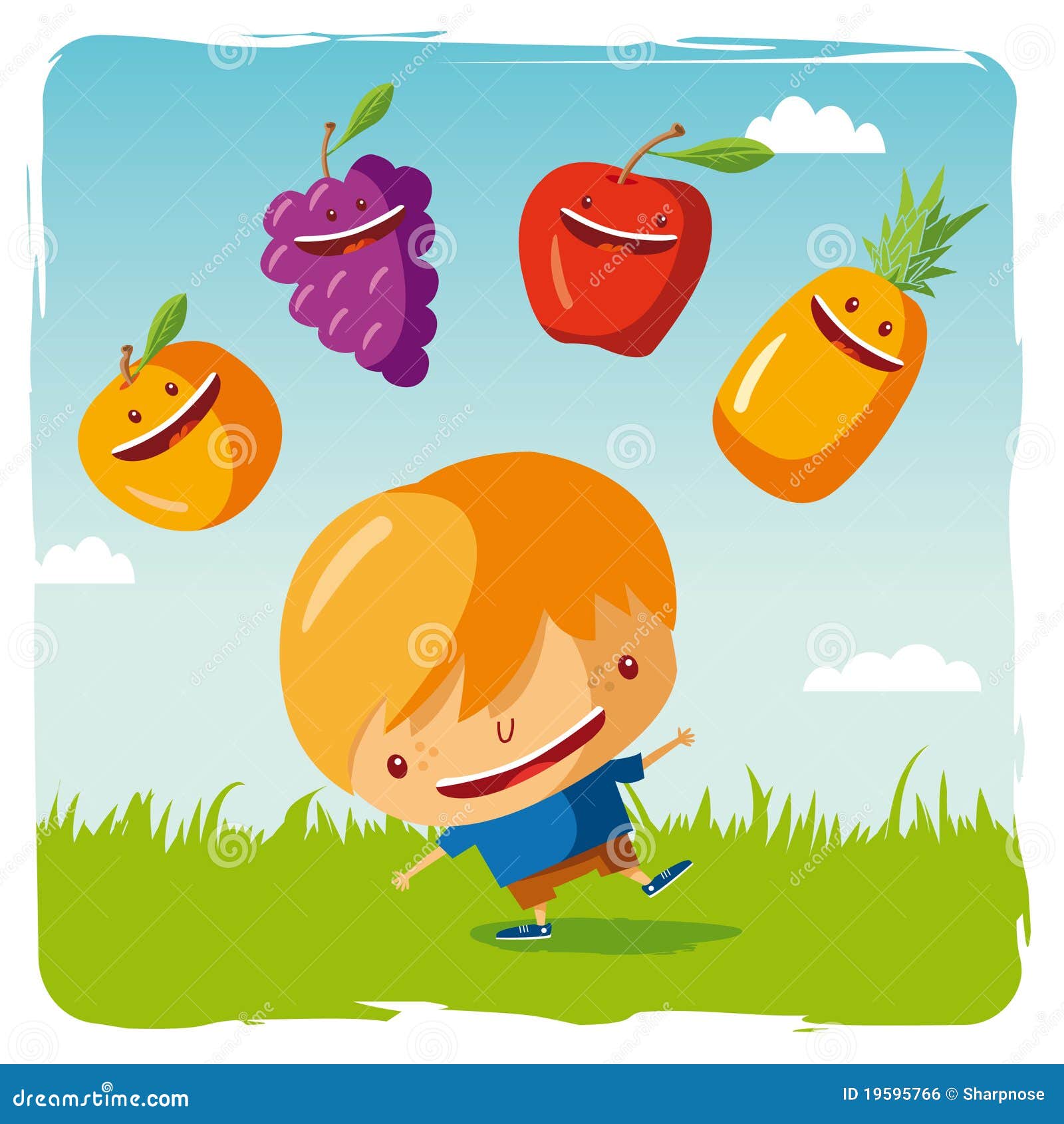 Funny Fruits Cartoon Illustration Set | CartoonDealer.com #31594210