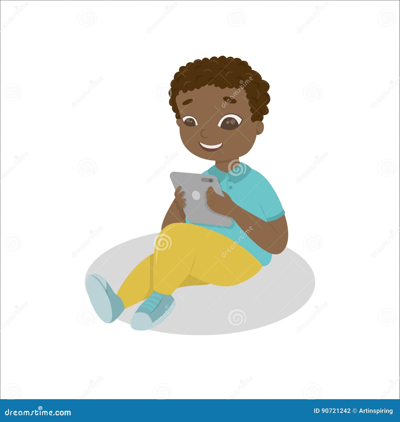 Boy with gadgets. stock vector. Illustration of person - 90721242