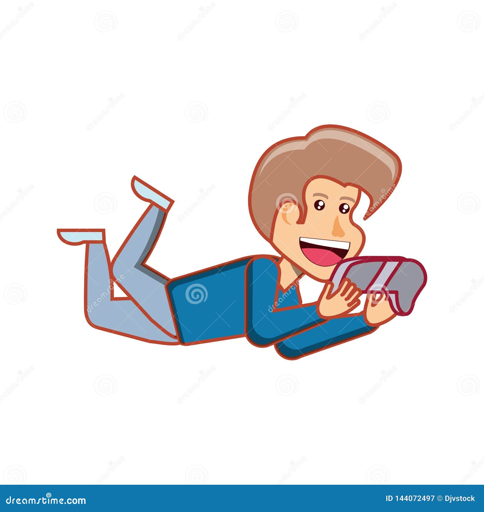 Boy with Game Control Character Stock Illustration - Illustration of ...