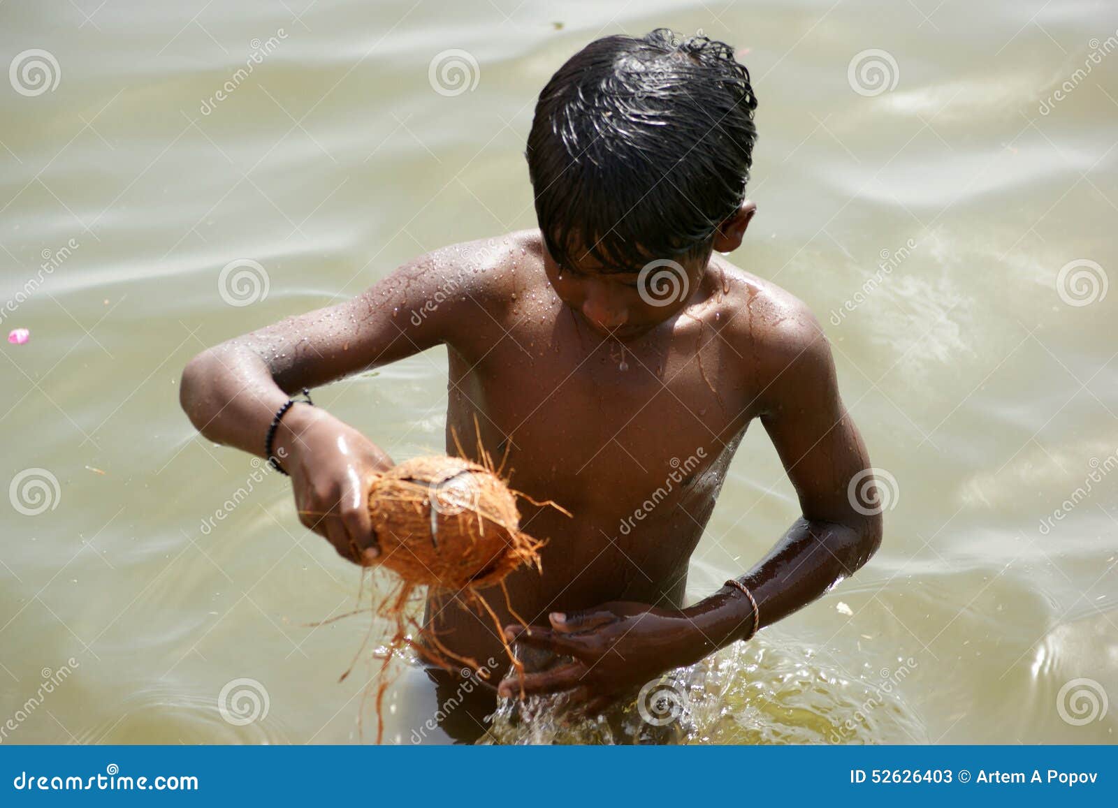 Boy in the Ganges river editorial stock photo. Image of youthful - 52626403