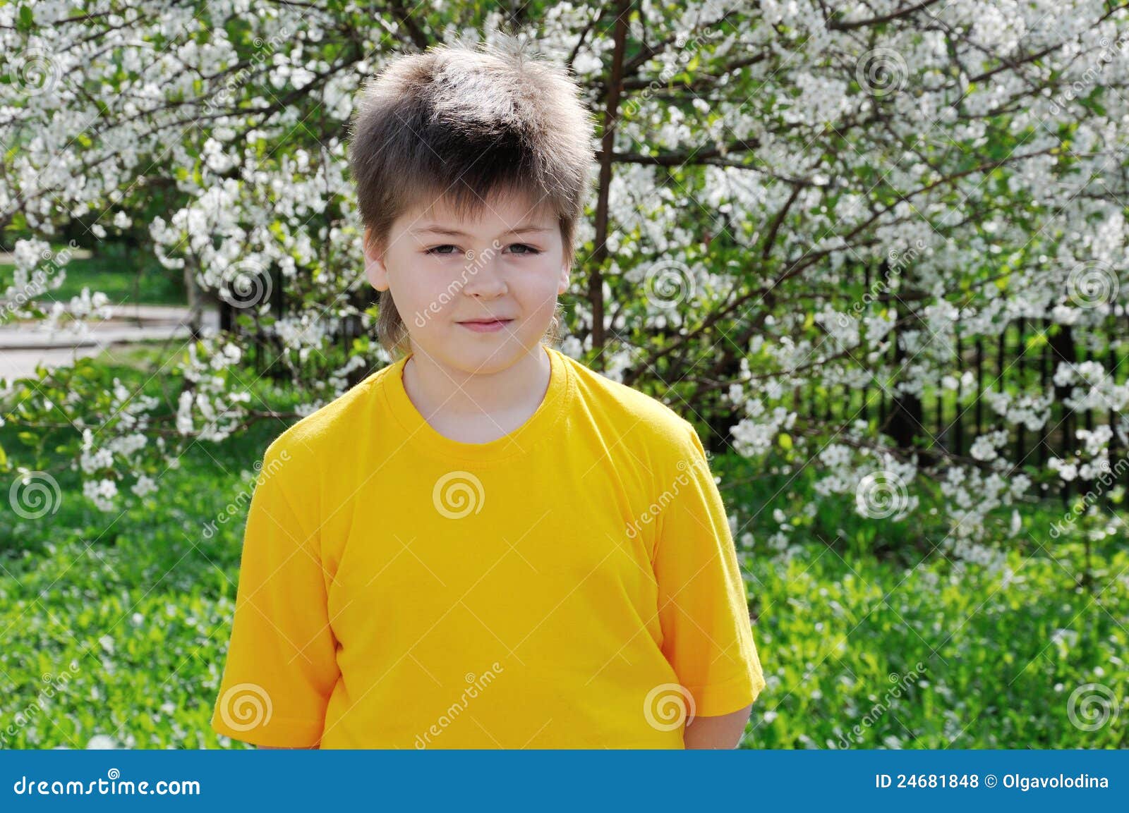 Boy in the Garden in Spring Stock Photo - Image of garden, caucasian ...