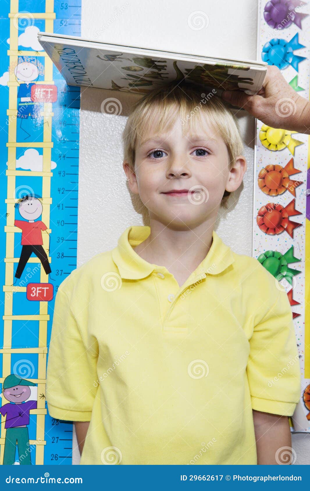 Boy Getting Height Measured by Teacher Stock Image - Image of ...