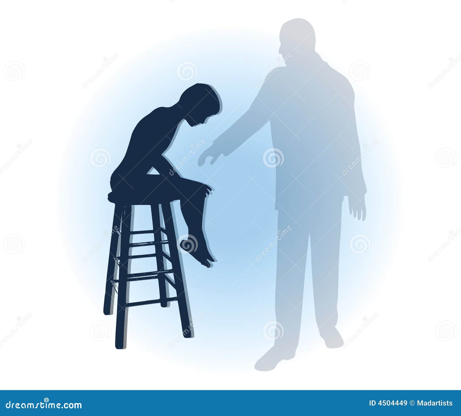 Boy and Ghost of His Father Stock Illustration - Illustration of figure ...