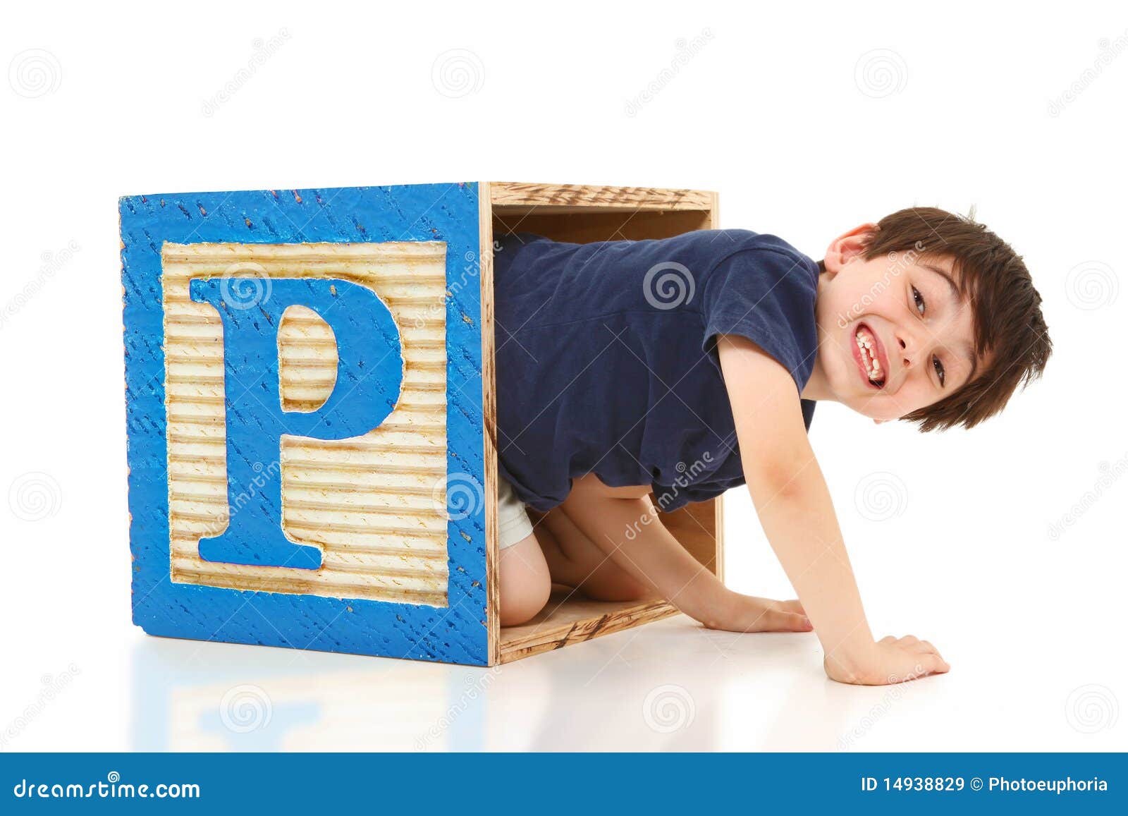 Boy in a Giant Alphabet Block Letter P Stock Image - Image of youth ...