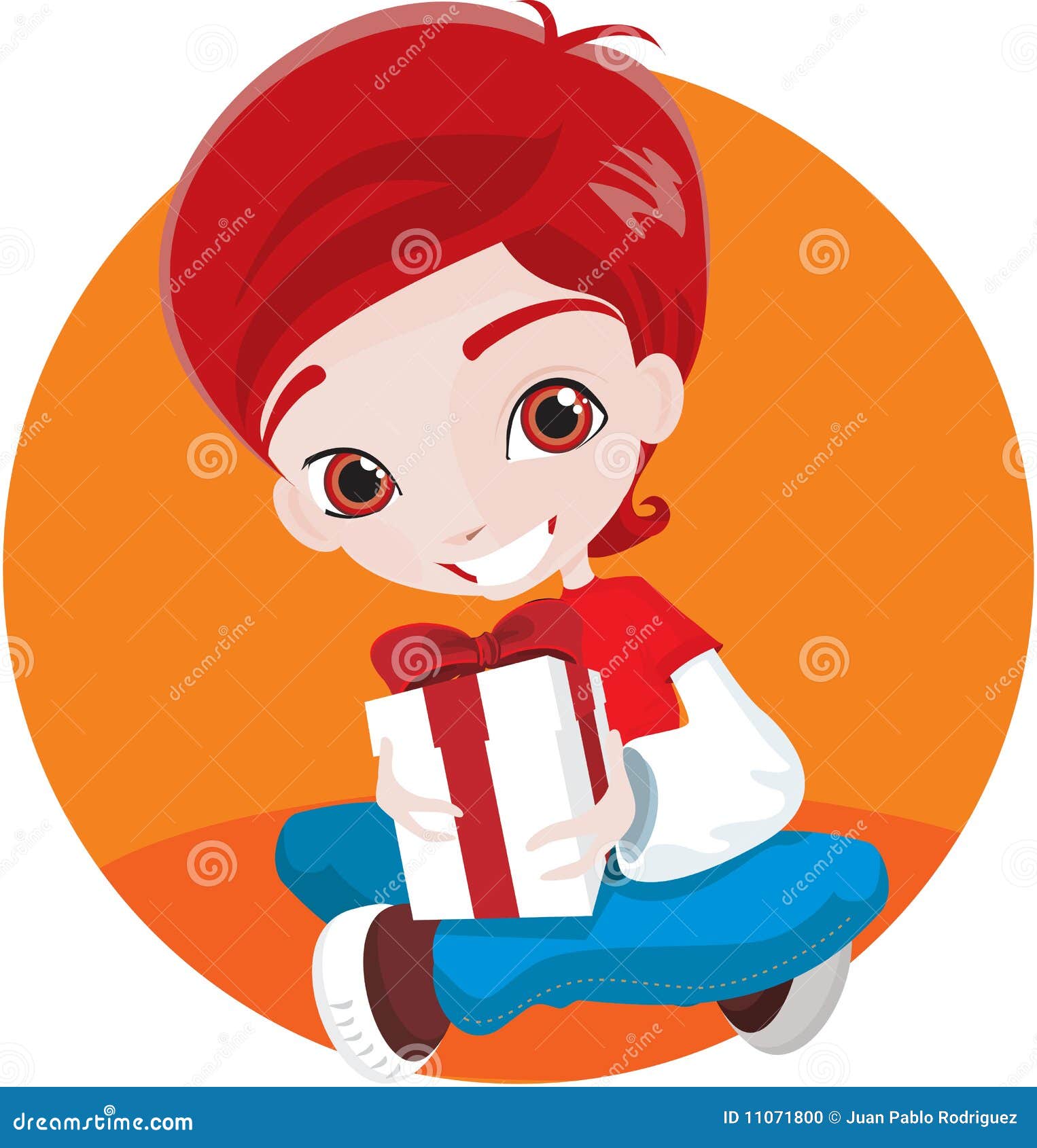 Boy with gift stock vector. Illustration of smile, children - 11071800