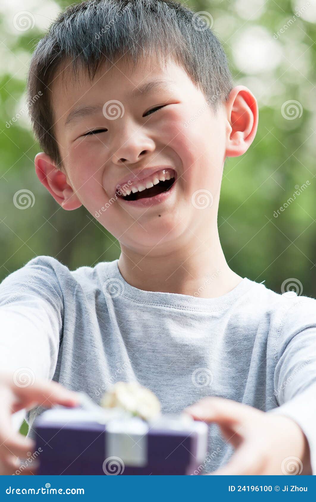 Boy and gift stock photo. Image of male, laughing, little - 24196100