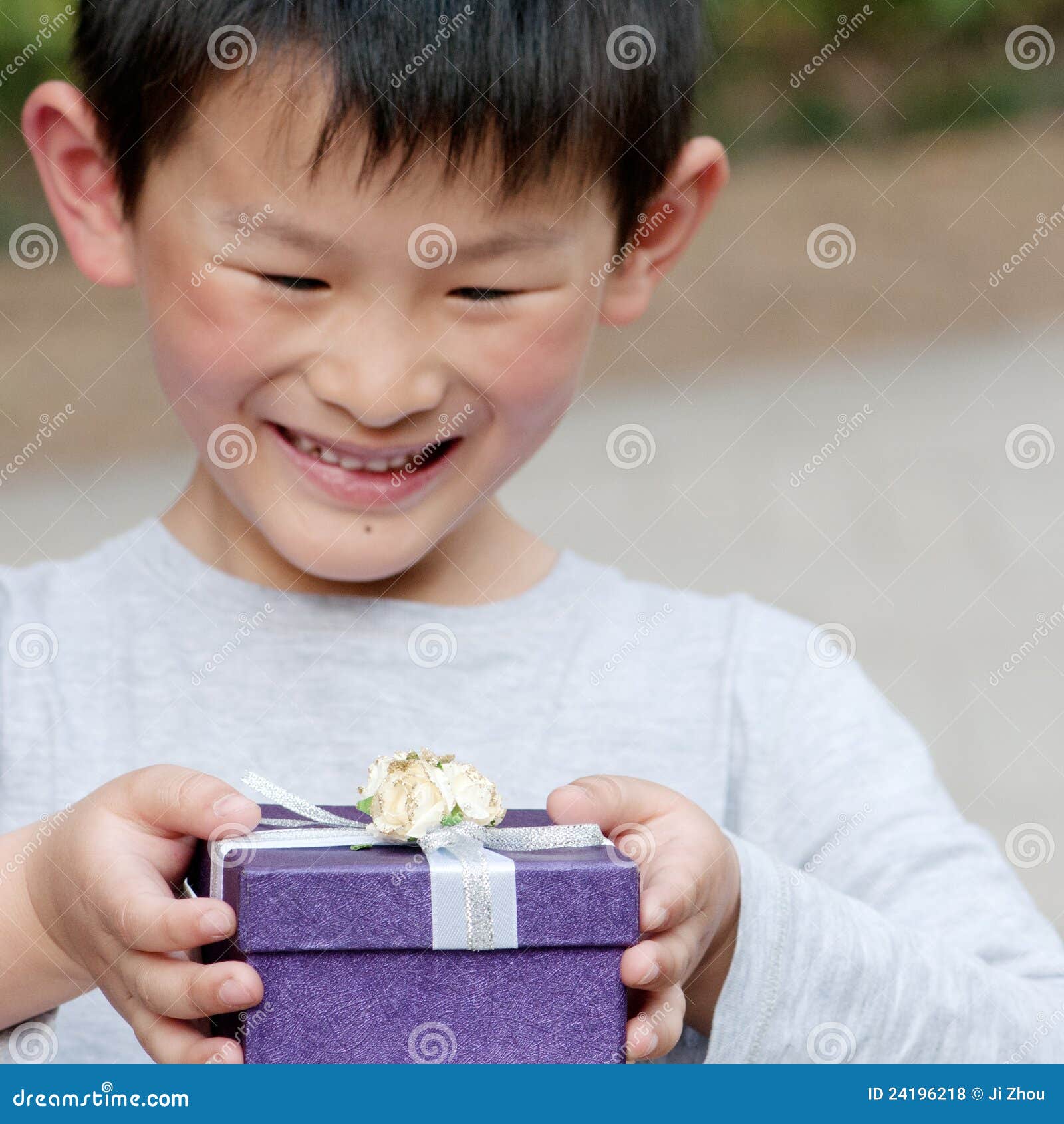 Boy and gift stock photo. Image of joyful, smiling, asia - 24196218