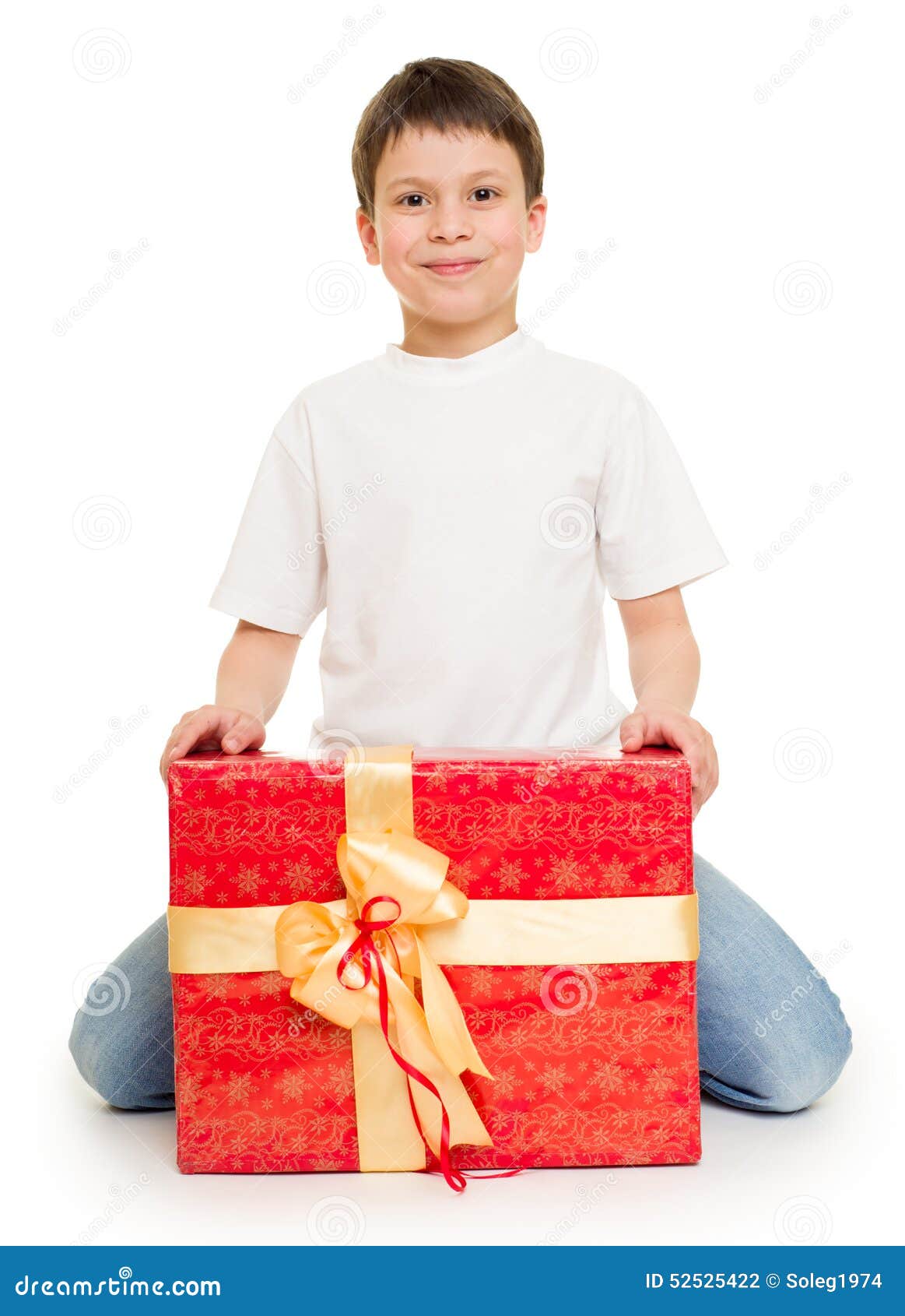 Boy with gift box stock photo. Image of portrait, studio - 52525422