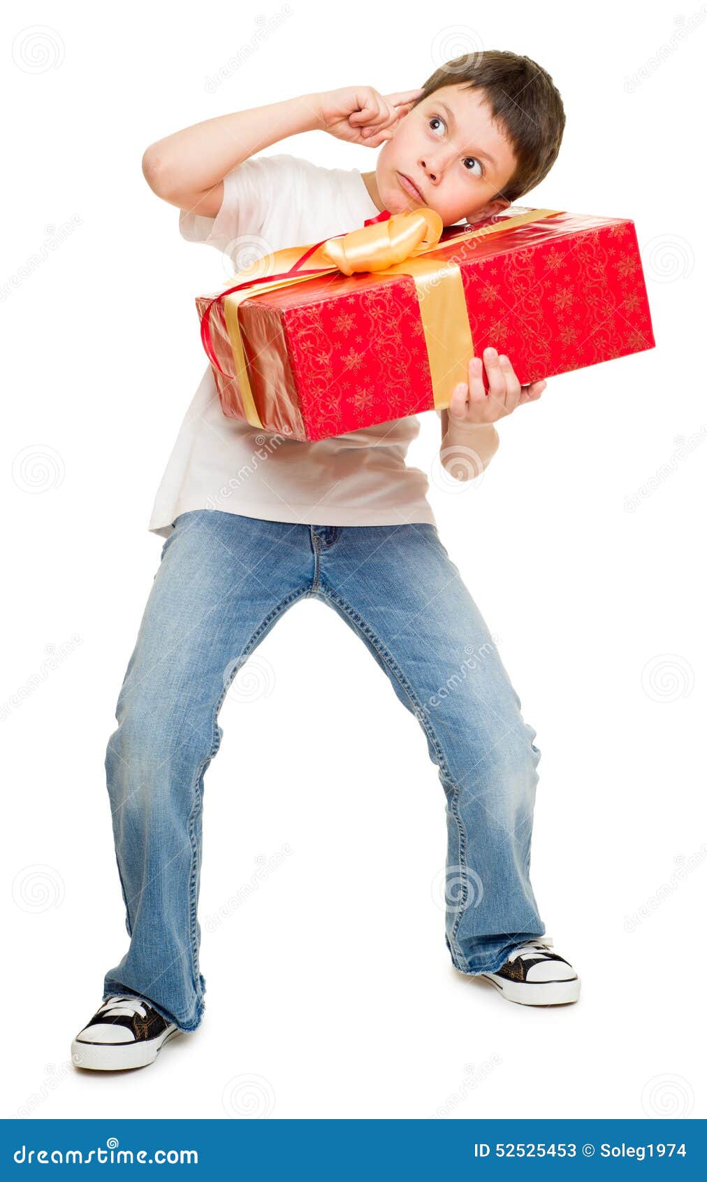 Boy with gift box stock image. Image of white, smiling - 52525453