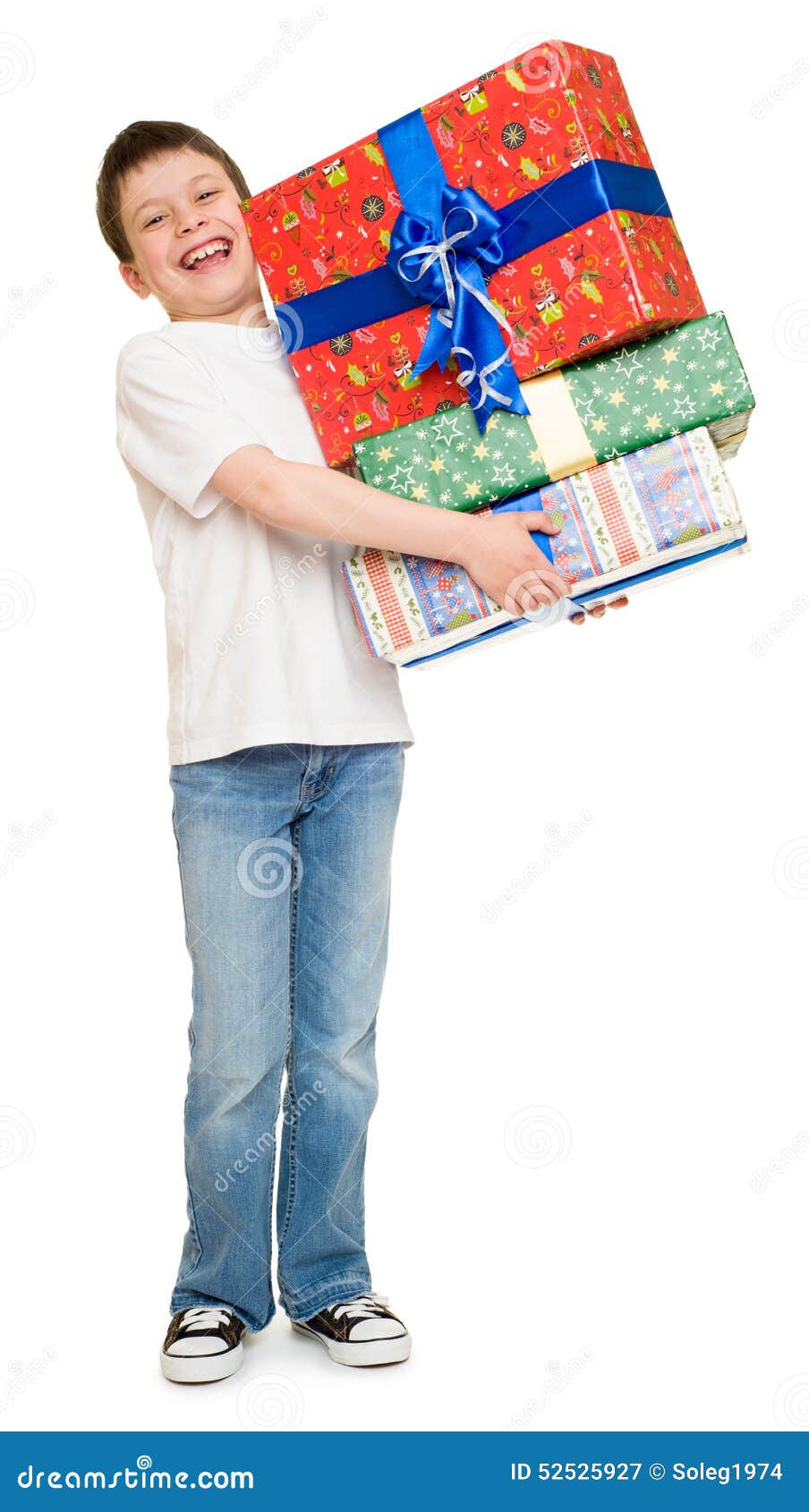 Boy with gift box stock image. Image of isolated, male - 52525927