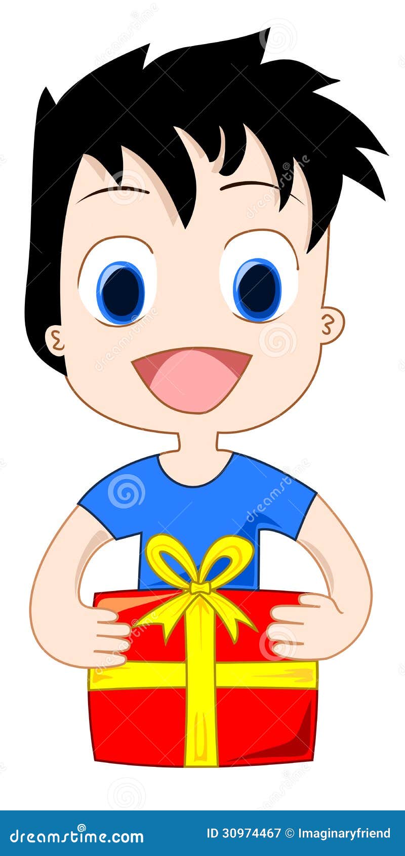 Boy Unwrapping Present Flat Vector Illustration | CartoonDealer.com ...