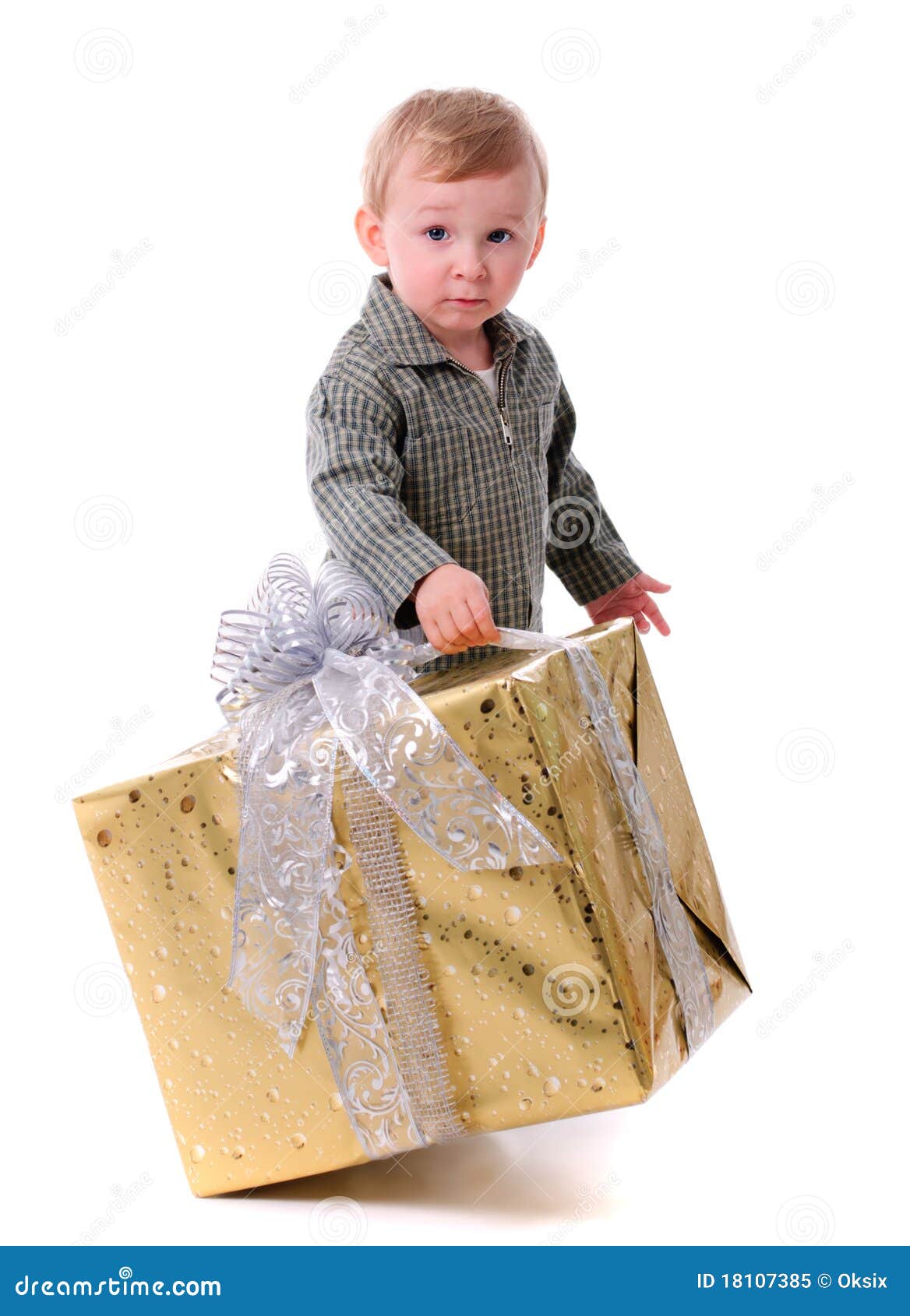 Boy with gift isolated stock image. Image of funny, birthday - 18107385