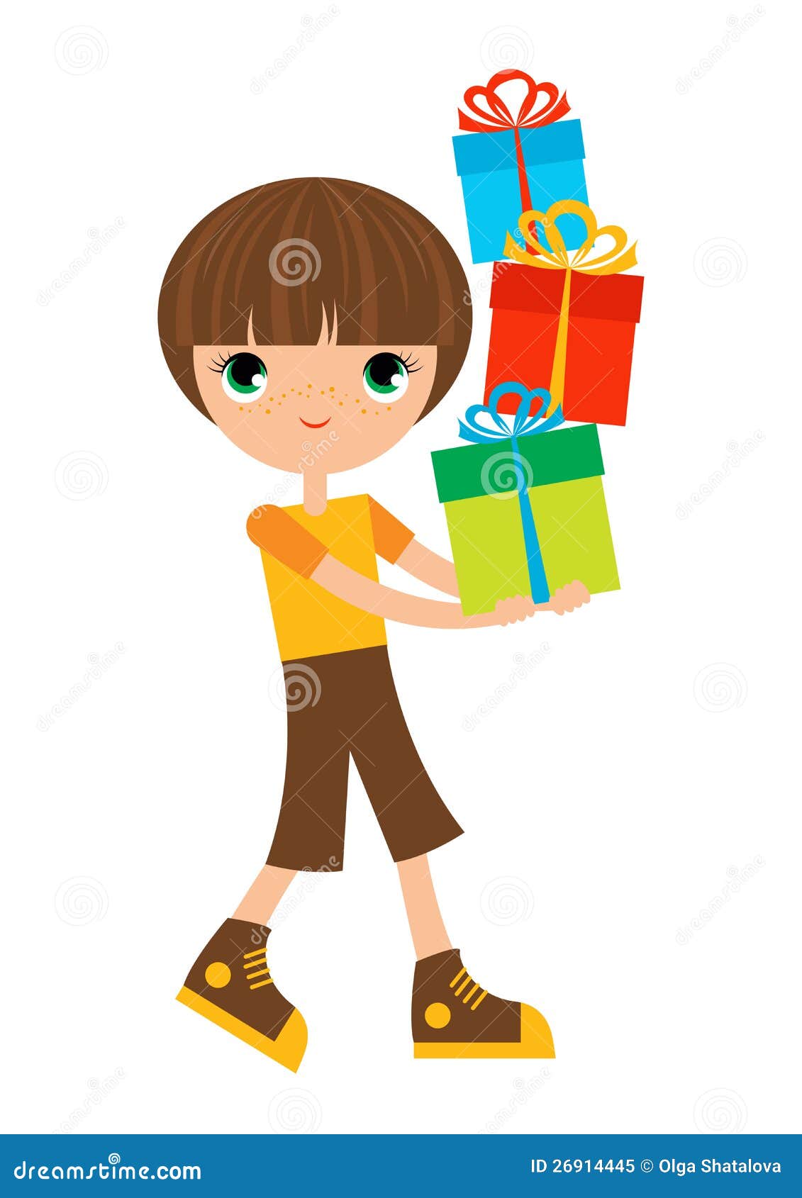 Boy with gifts stock vector. Illustration of vector, festive - 26914445