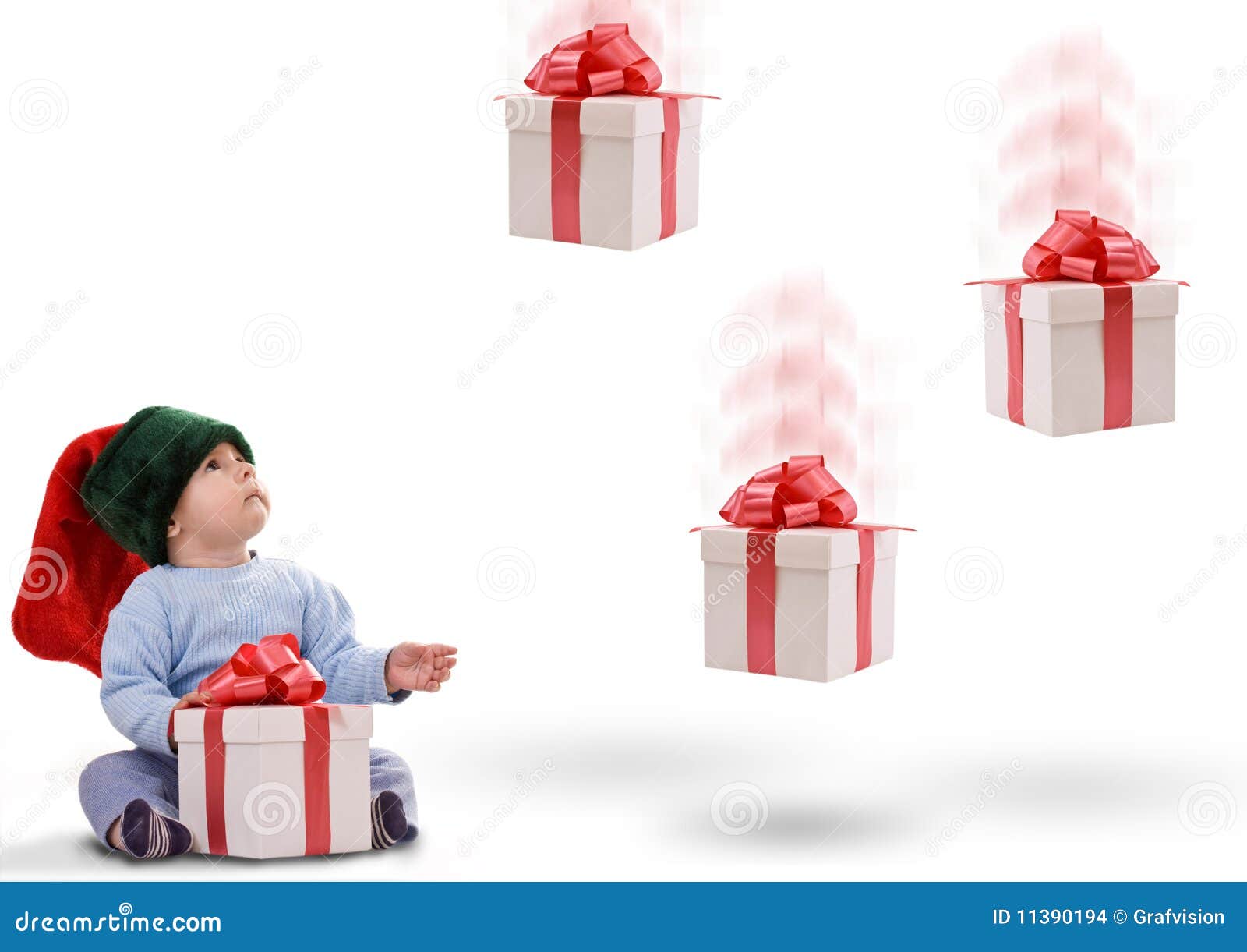 Boy with Gifts Falling Down Stock Photo - Image of person, children ...