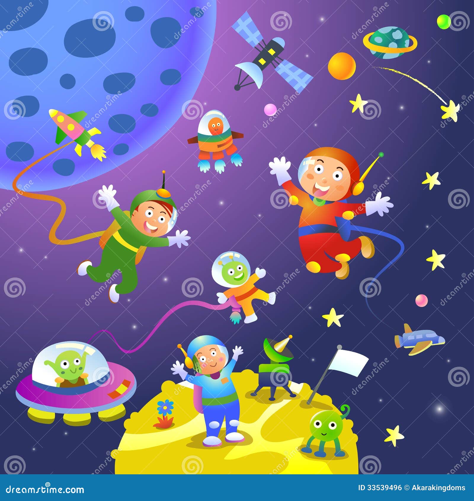 Pin Up Girl Astronaut On Rocket. Outer Space, Science Fiction Cartoon ...