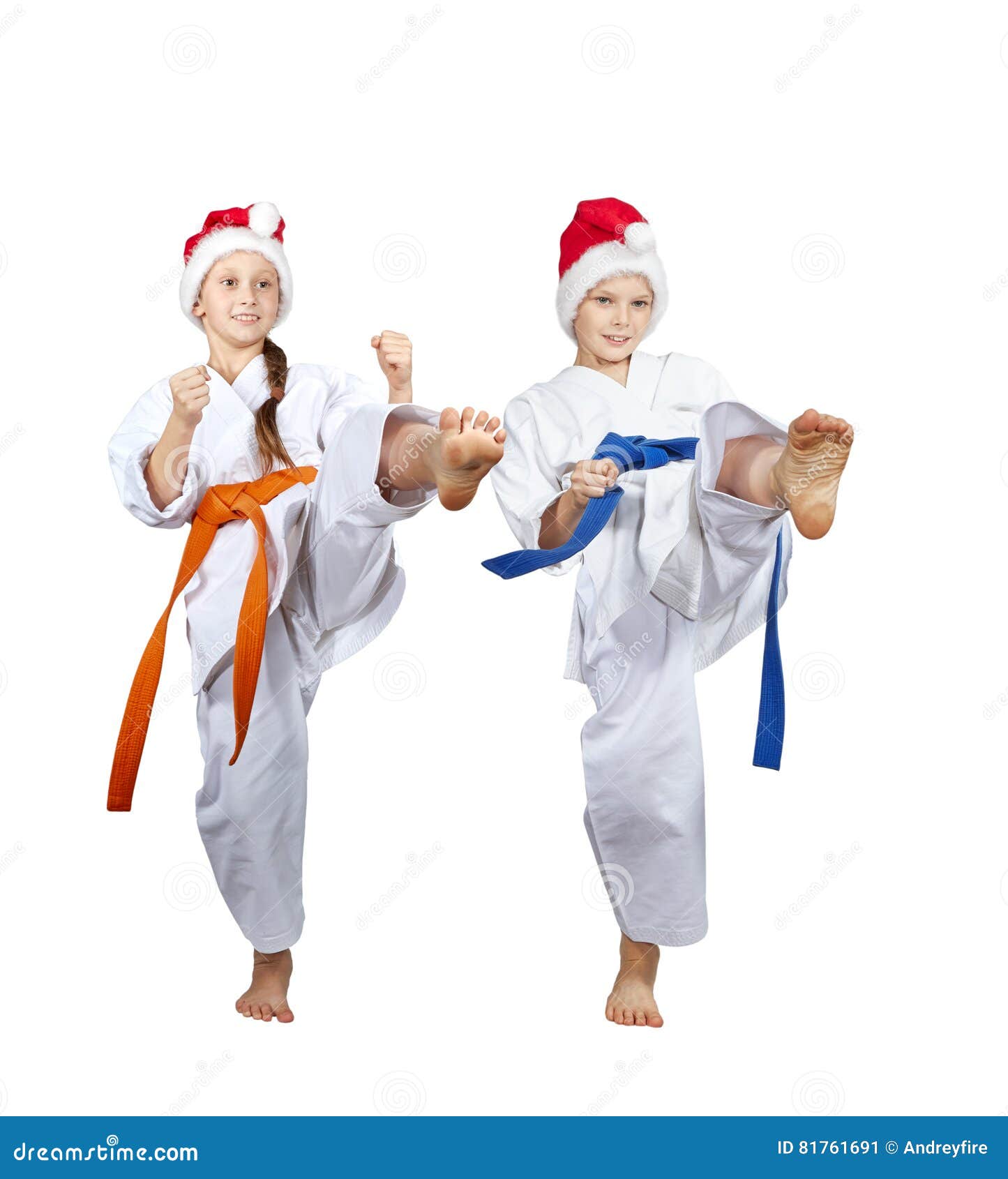 Boy and Girl Athletes are Beating Kick Leg Forward Stock Image - Image ...