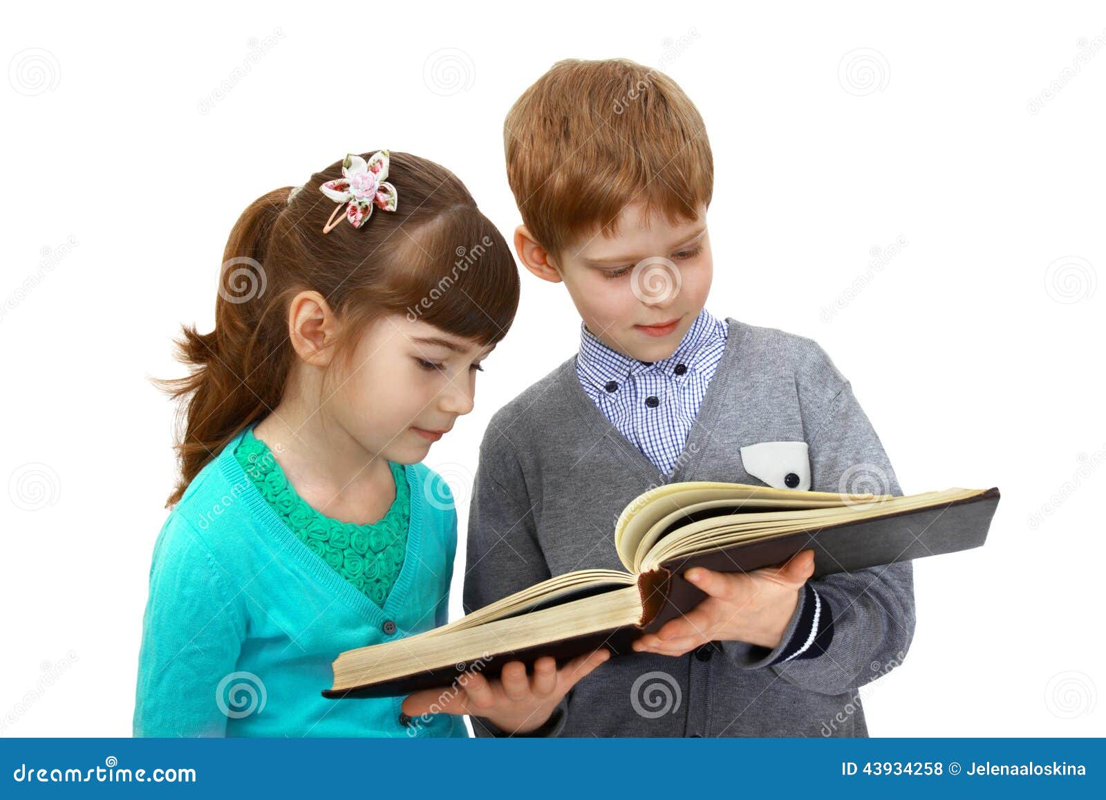 Boy and girl with book stock photo. Image of couple, education - 43934258