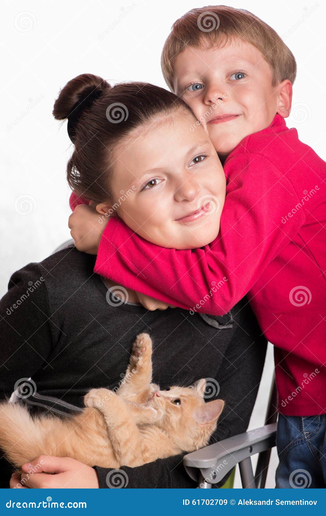 The Boy the Girl Caressed a Cat Stock Image - Image of caress ...