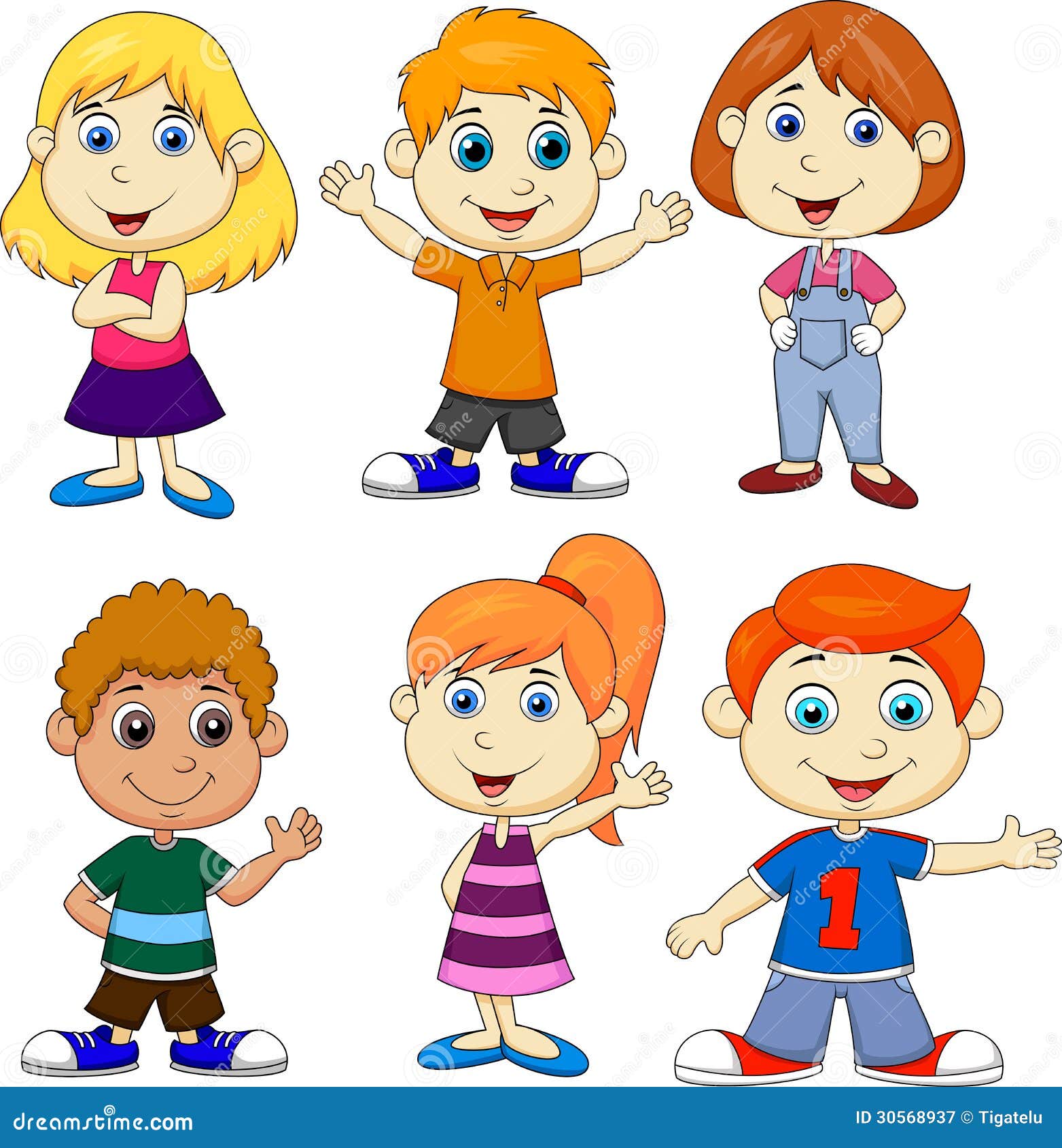 Boy and girl cartoon set stock vector. Illustration of funny - 30568937