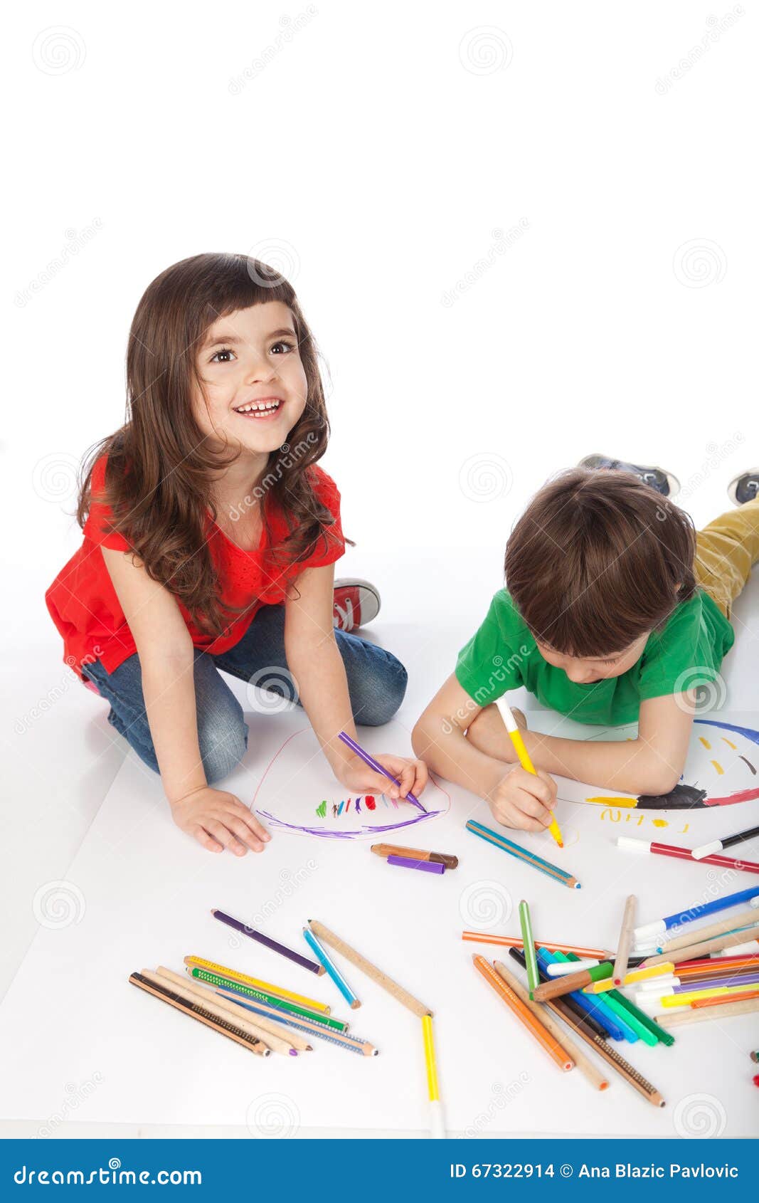 Boy and girl doodling stock photo. Image of cute, beautiful - 67322914