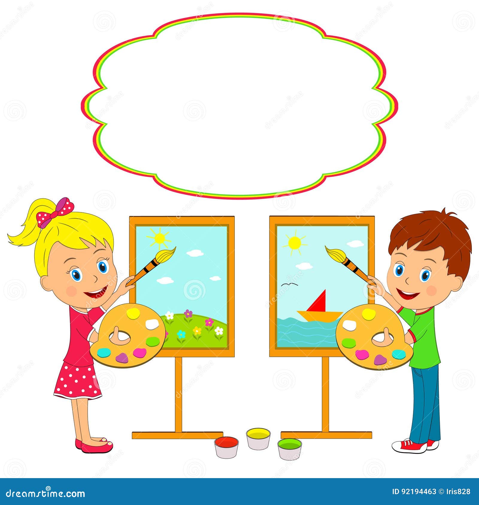 Boy and girl draw stock vector. Illustration of background - 92194463 Boy and girl draw stock vector. Illustration of background - 92194463