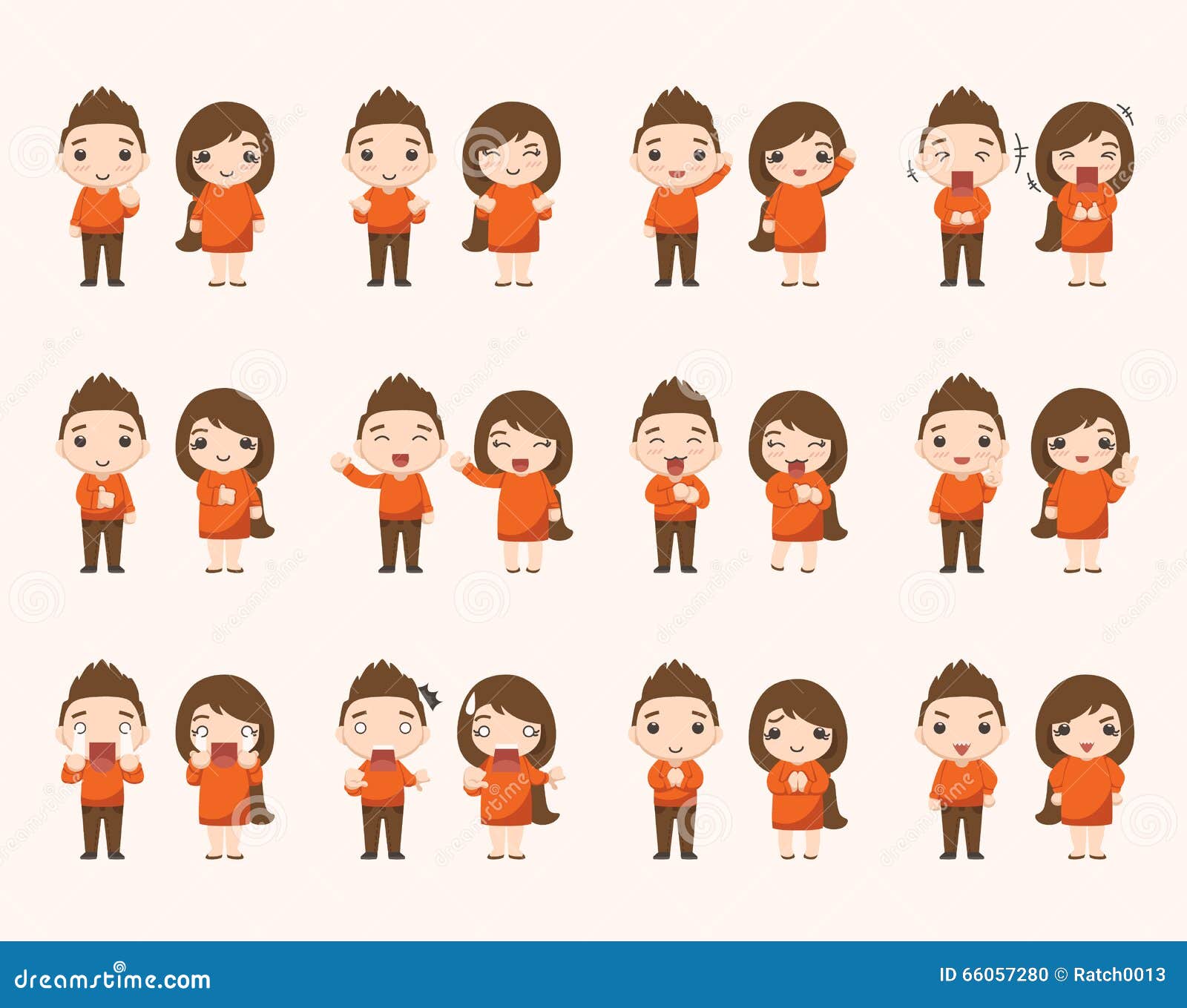 Girl Emotion Faces Cartoon. Set Of Female Avatar Expressions. Vector ...