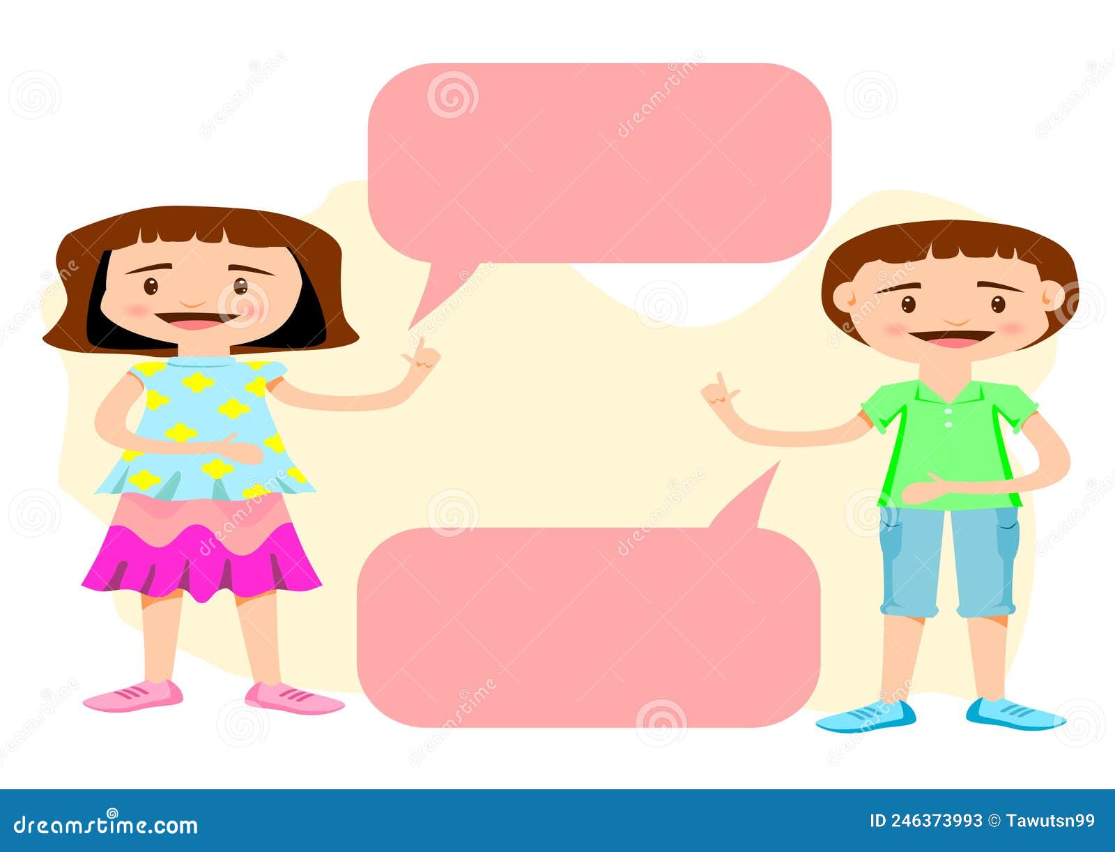 A Boy and Girl on Empty Space Stock Illustration - Illustration of ...