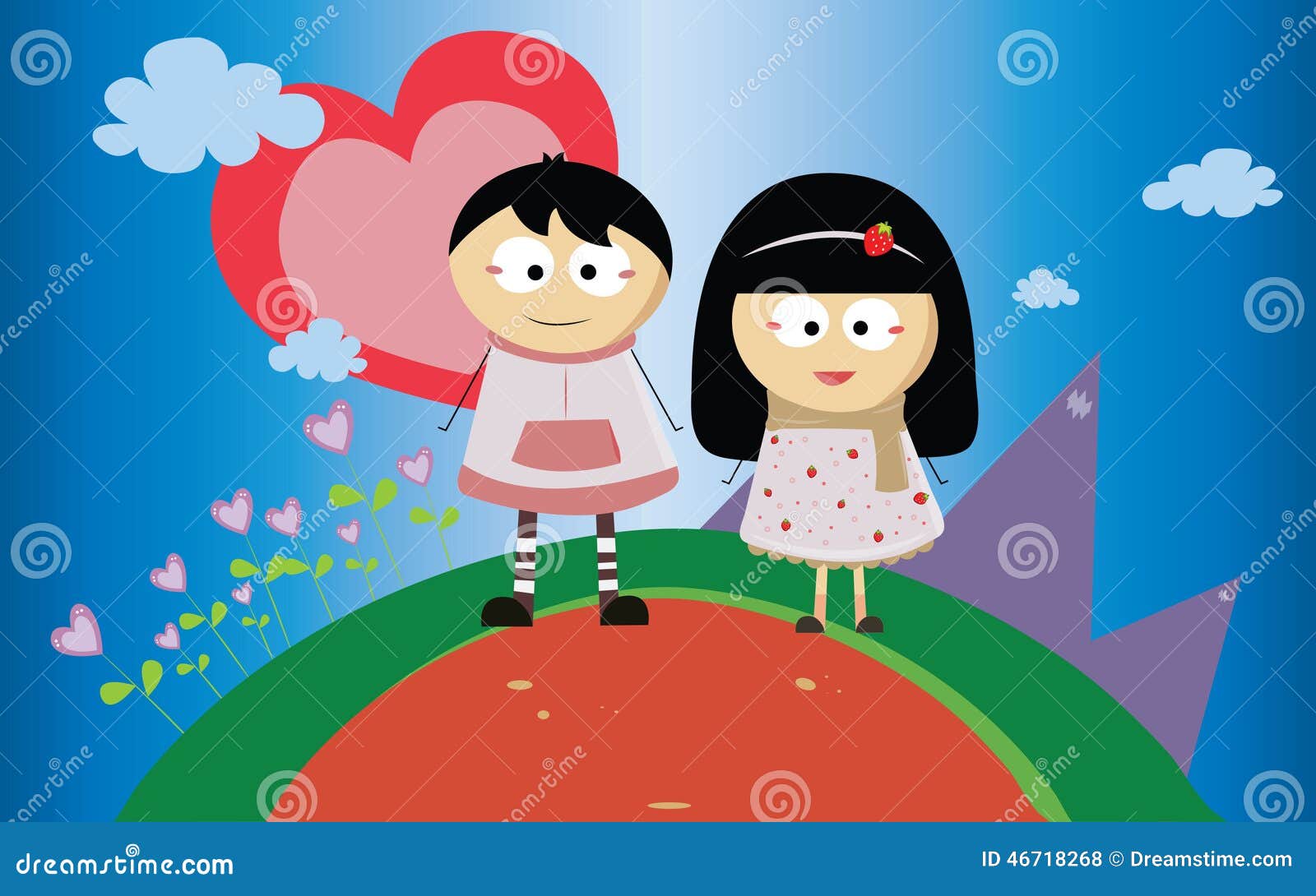 First Love. Boy And Girl Hugging And Kissing. Concept Design Of ...