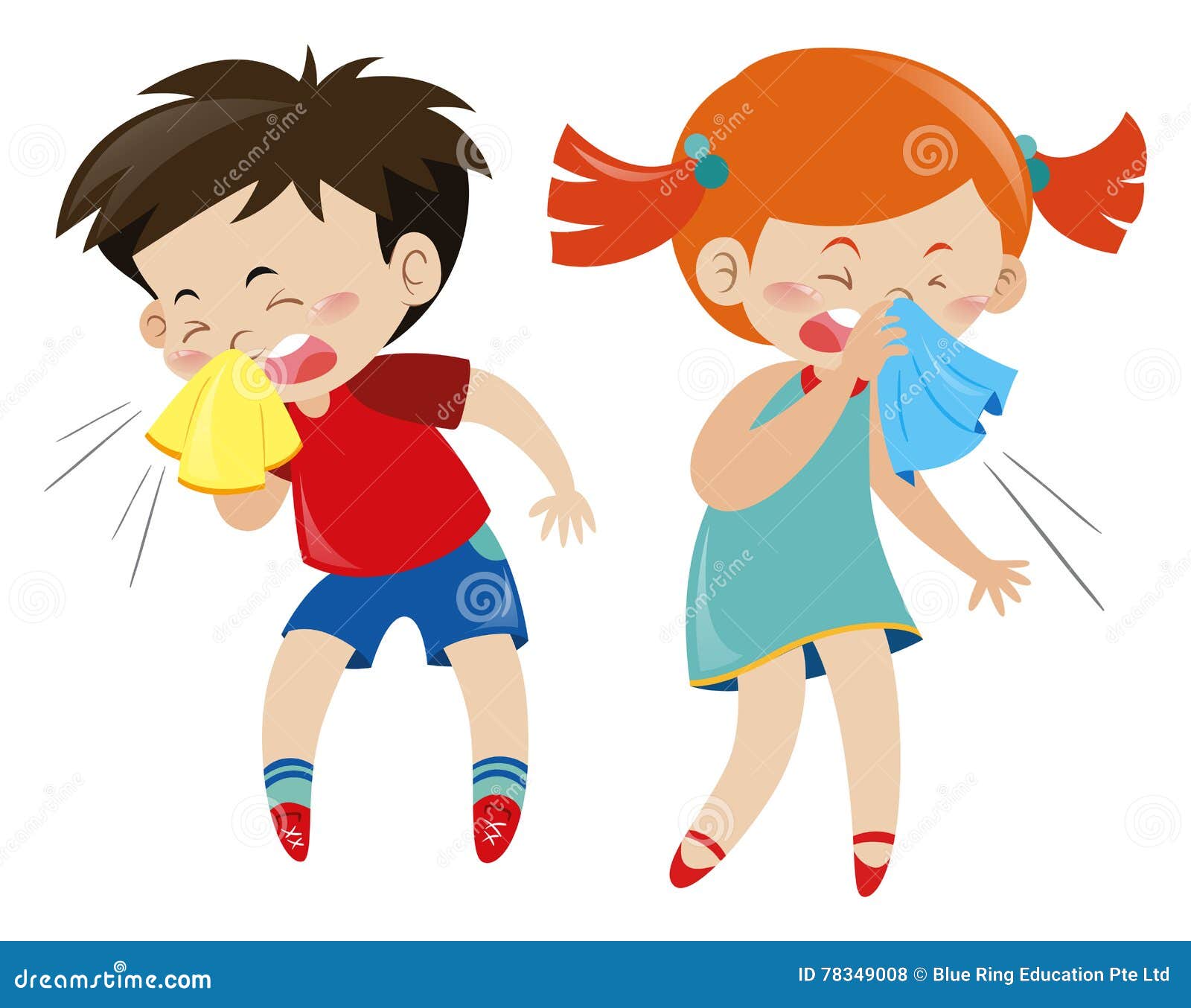 Boy and girl having cold stock vector. Illustration of student - 78349008