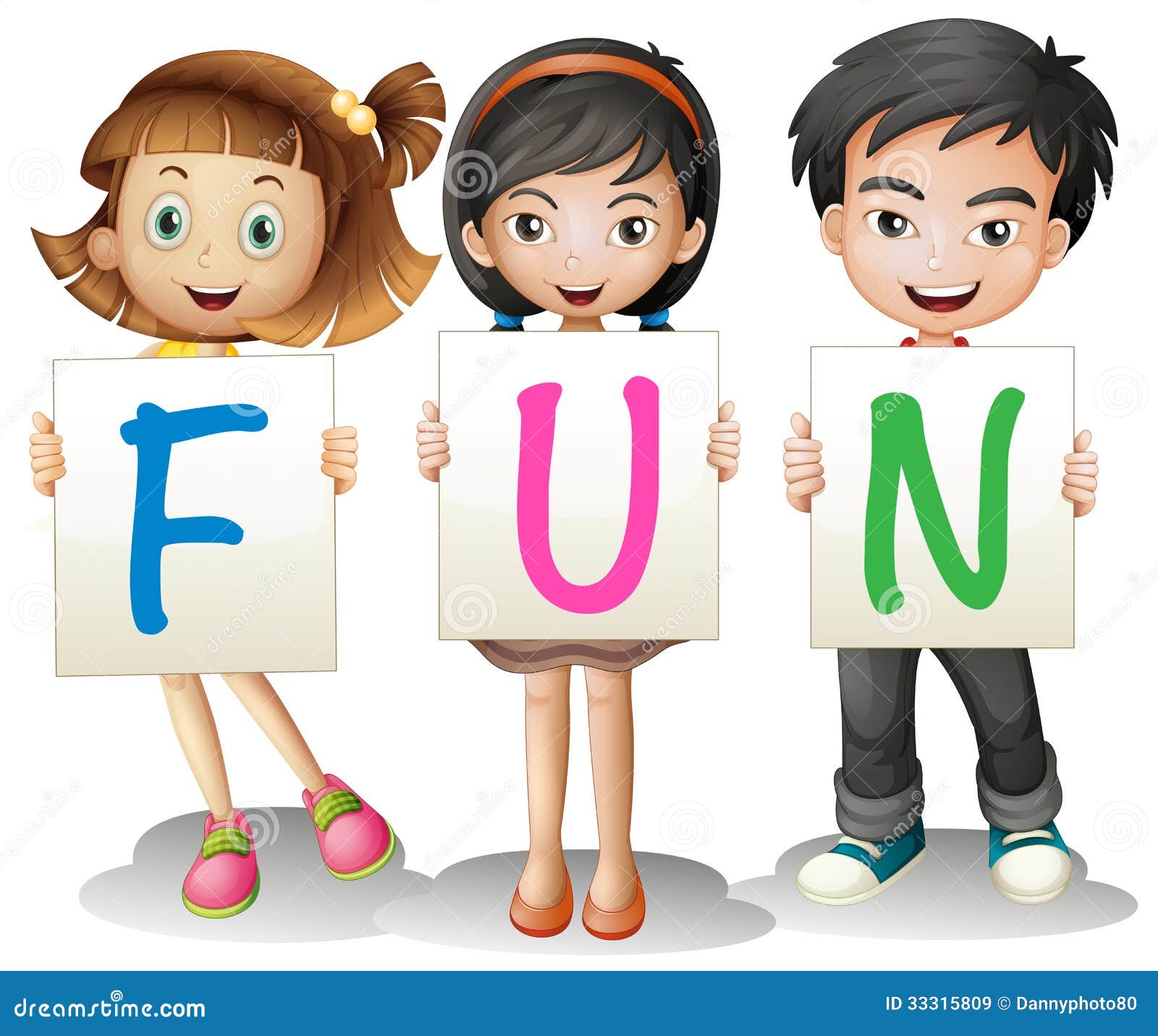 A Boy and a Girl Holding Different Letters Stock Illustration ...