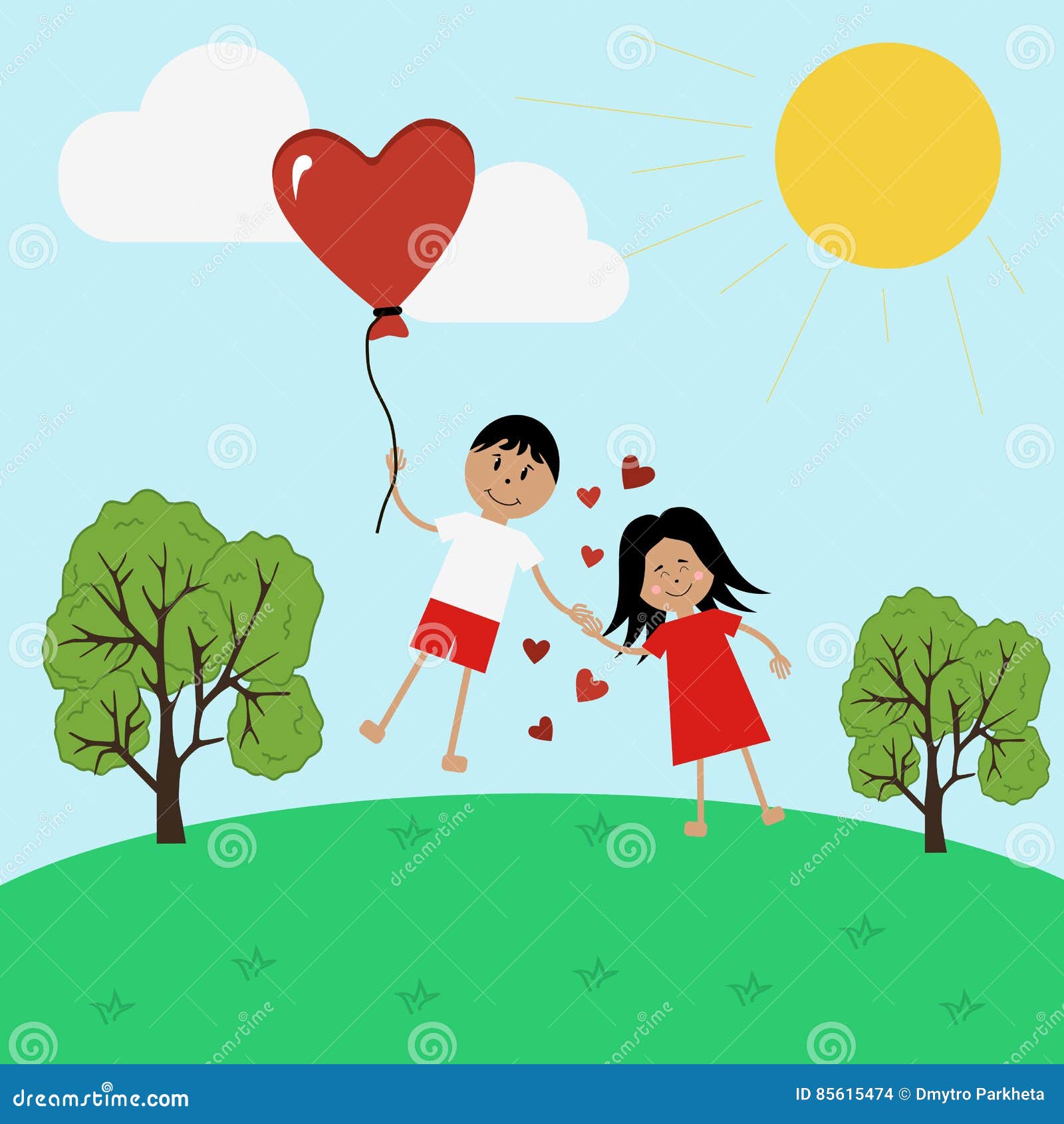Boy and girl in love stock vector. Illustration of kiss - 85615474