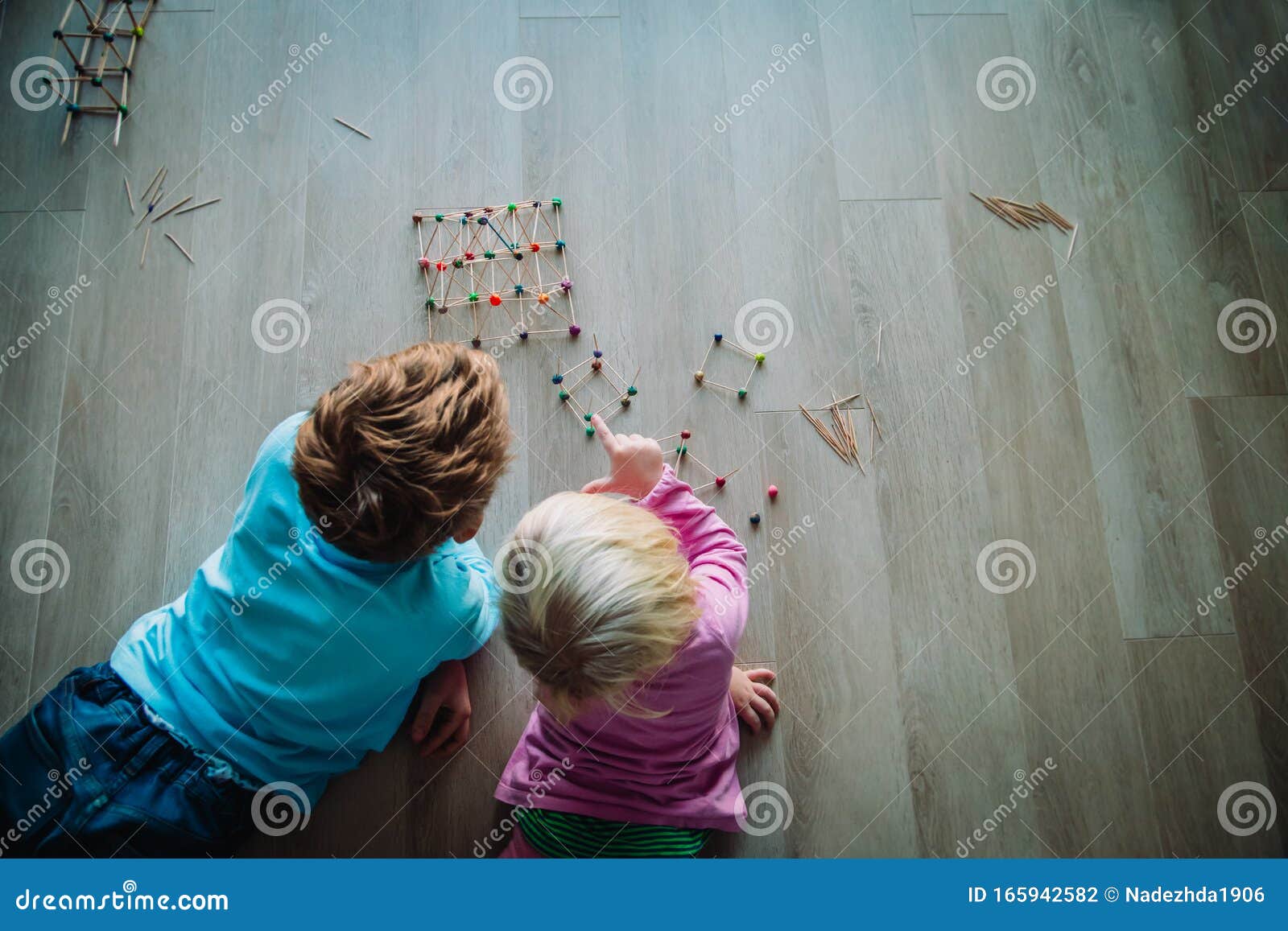 Boy and Girl Making Geometric Shapes, Engineering and STEM Education ...