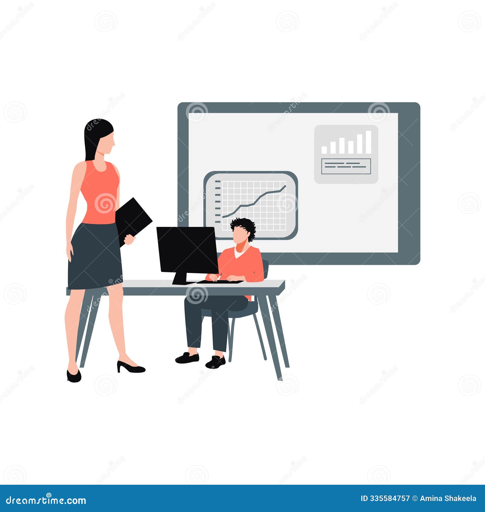 Teamwork Letting Poster Cartoon Vector | CartoonDealer.com #127248763