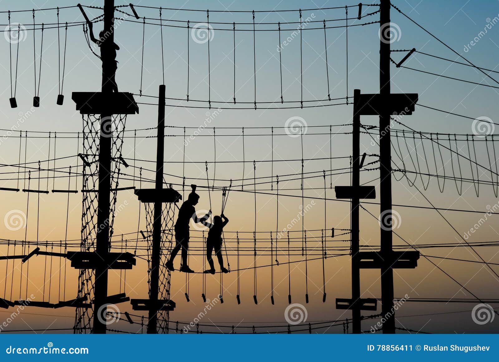 Boy and Girl Pass the Obstacle Course Stock Image - Image of danger ...