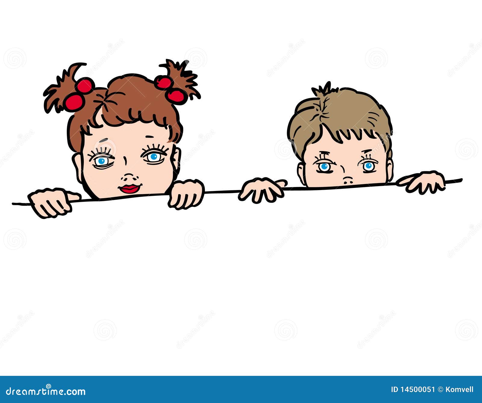 Boy And Girl Peeking Cartoon Vector | CartoonDealer.com #14500051