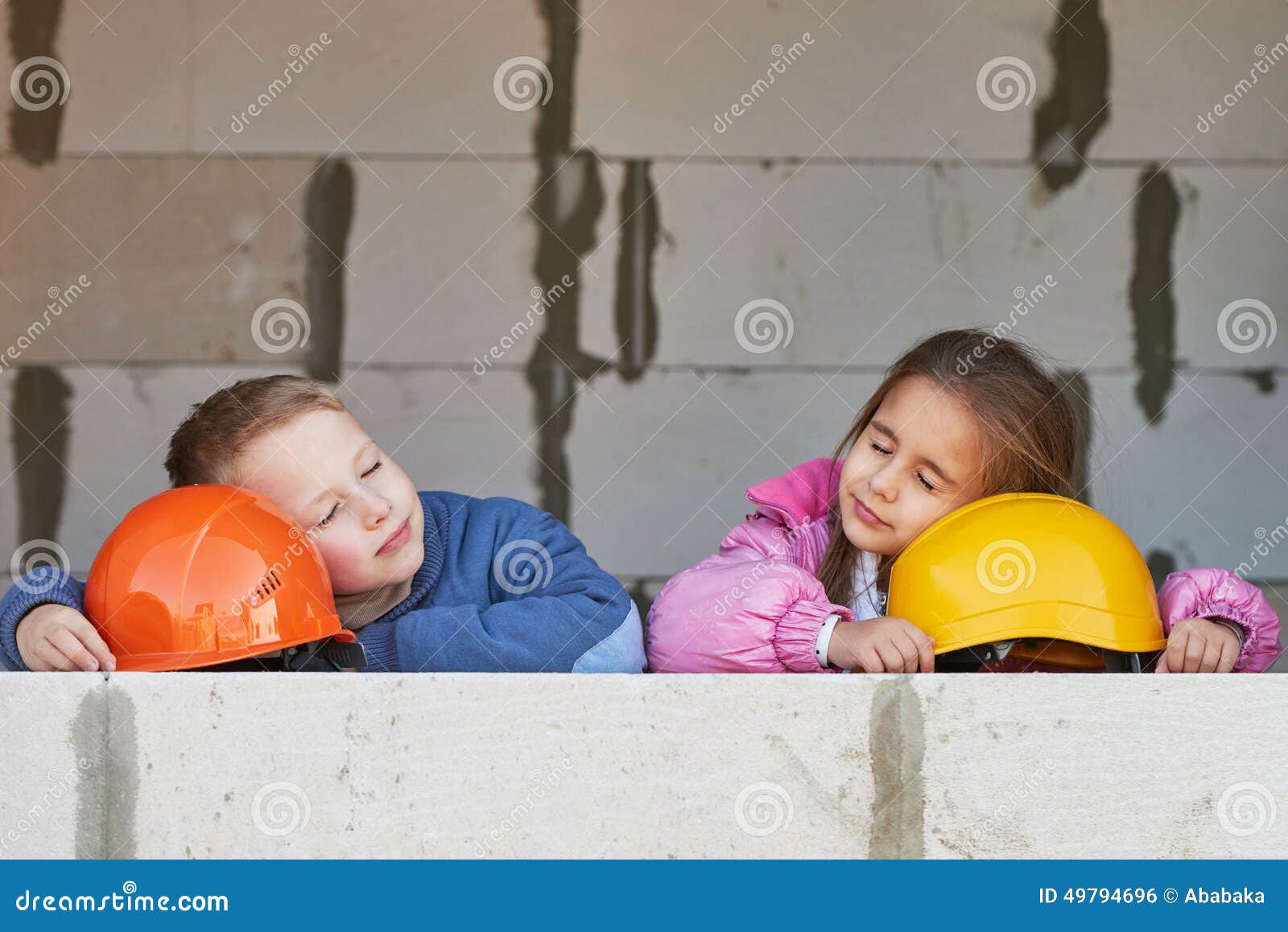 Boy and Girl Playing on Construction Site Stock Photo - Image of play ...