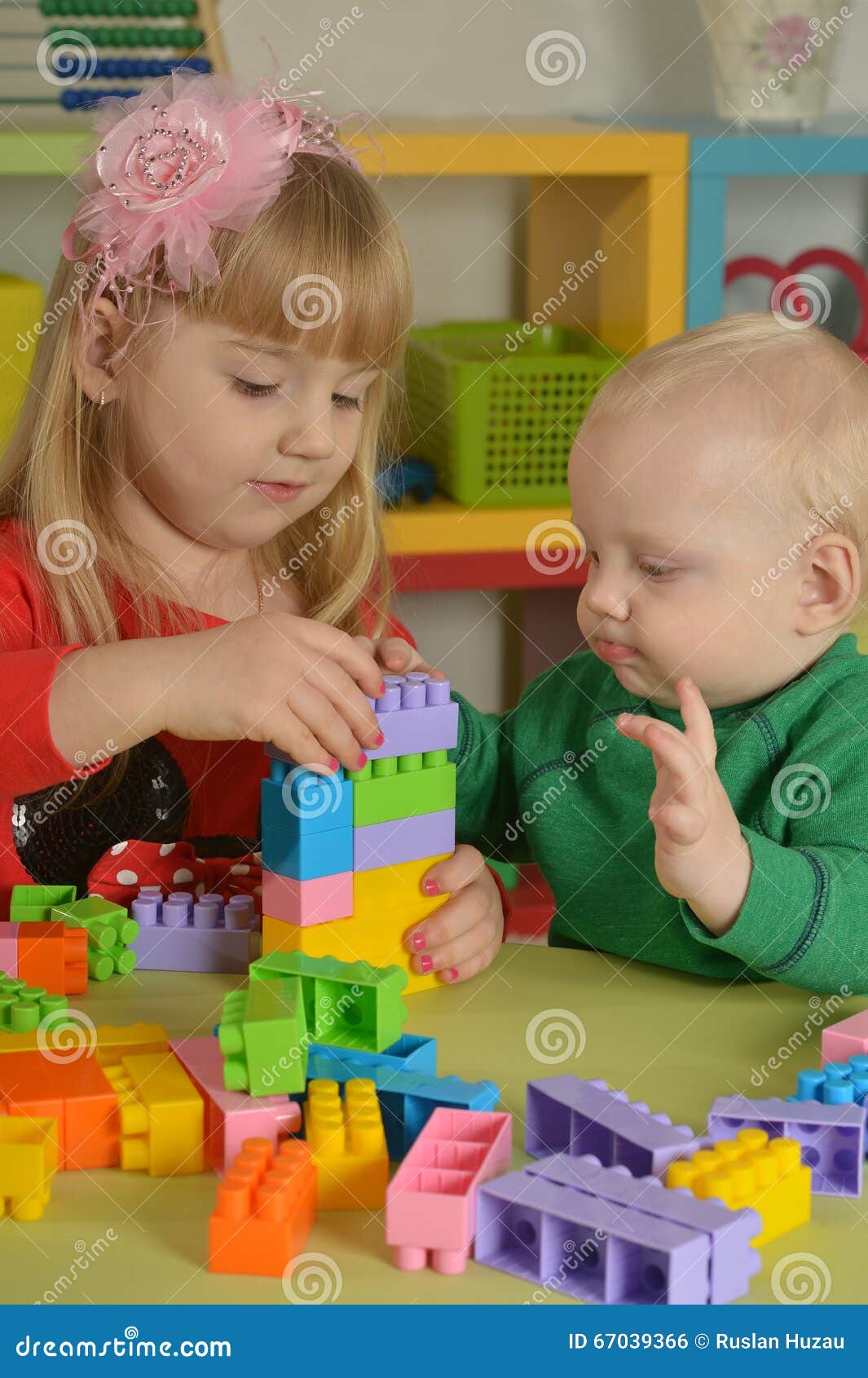 Boy and Girl of Playing with Cubes Stock Photo - Image of home, toddles ...