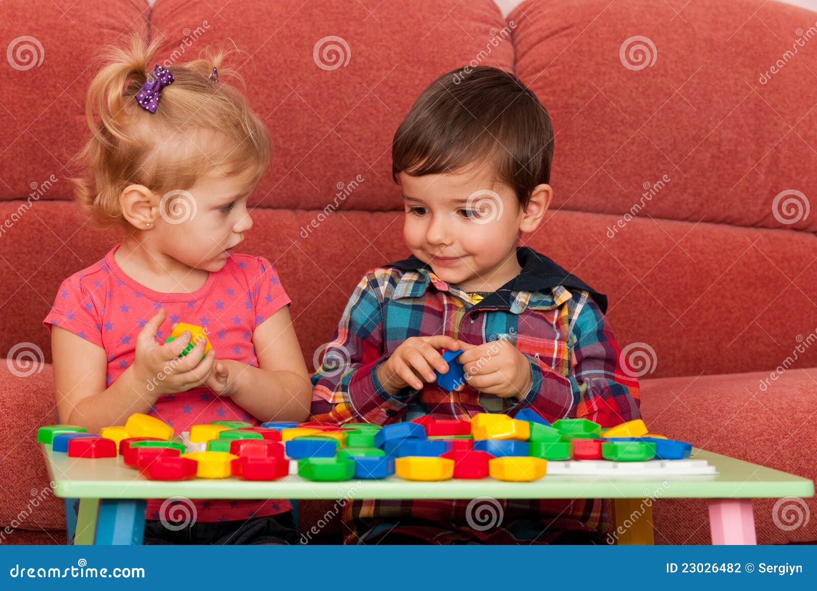 Boy and Girl Playing at the Table Stock Photo - Image of people, cute ...