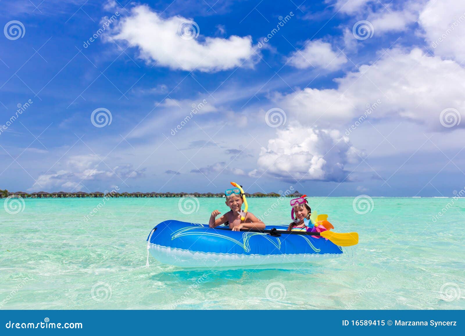 Boy and girl in raft stock image. Image of children, raft - 16589415