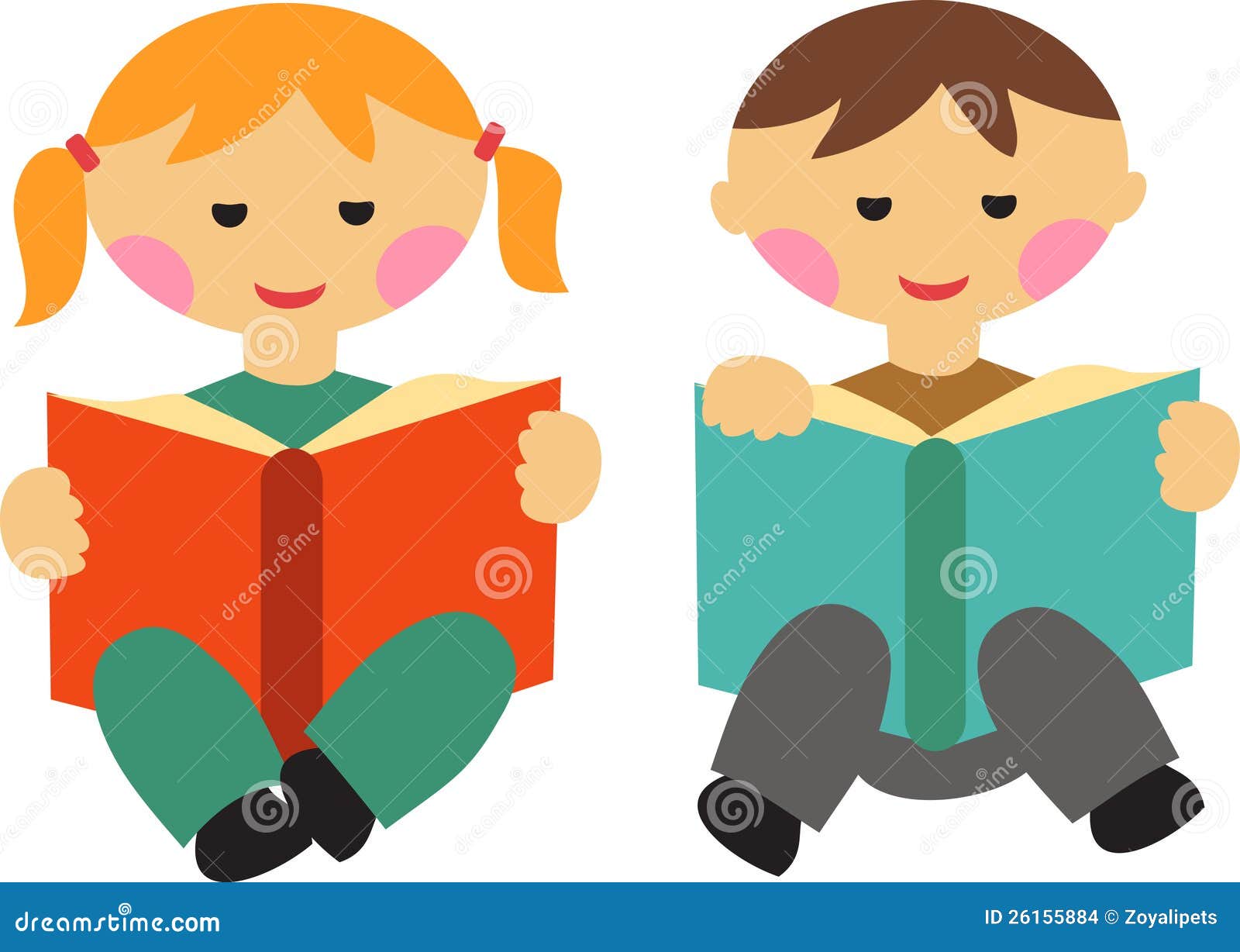 Boy and girl reading books stock vector. Illustration of cover - 26155884