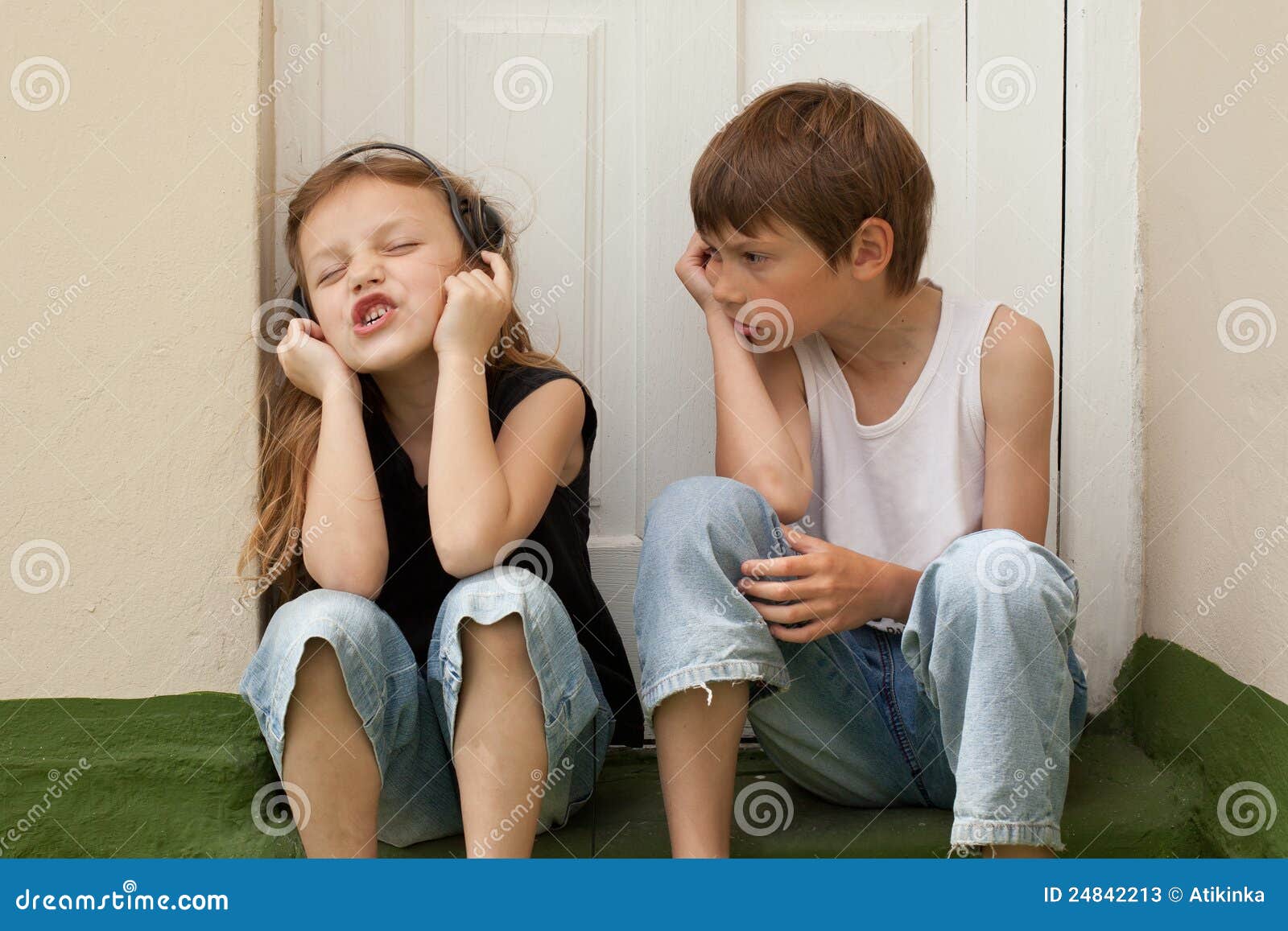 A Boy,a Girl,and Rock and Roll Stock Image - Image of earphones ...