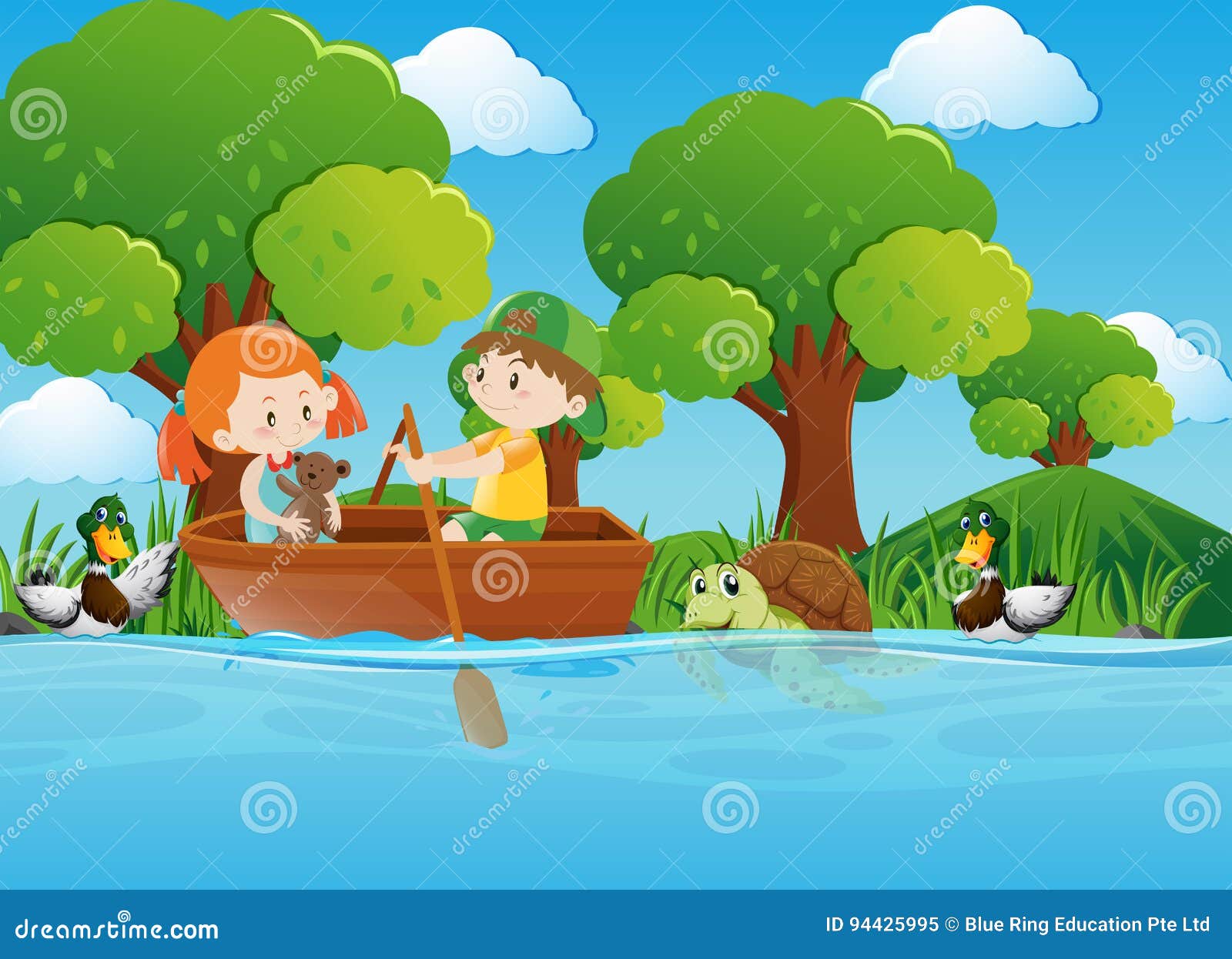 Girl Row Boat Clipart