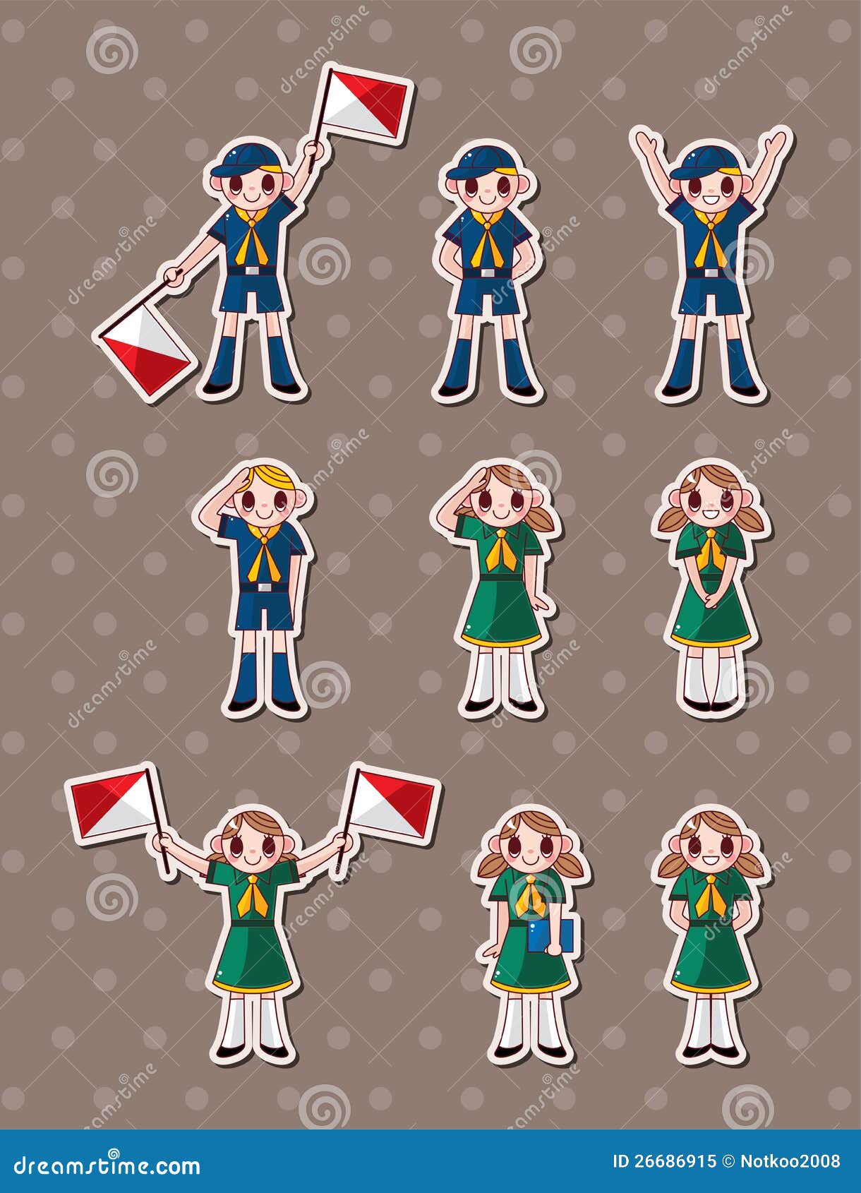 Boy/girl Scout Stickers Cartoon Vector | CartoonDealer.com #26686915