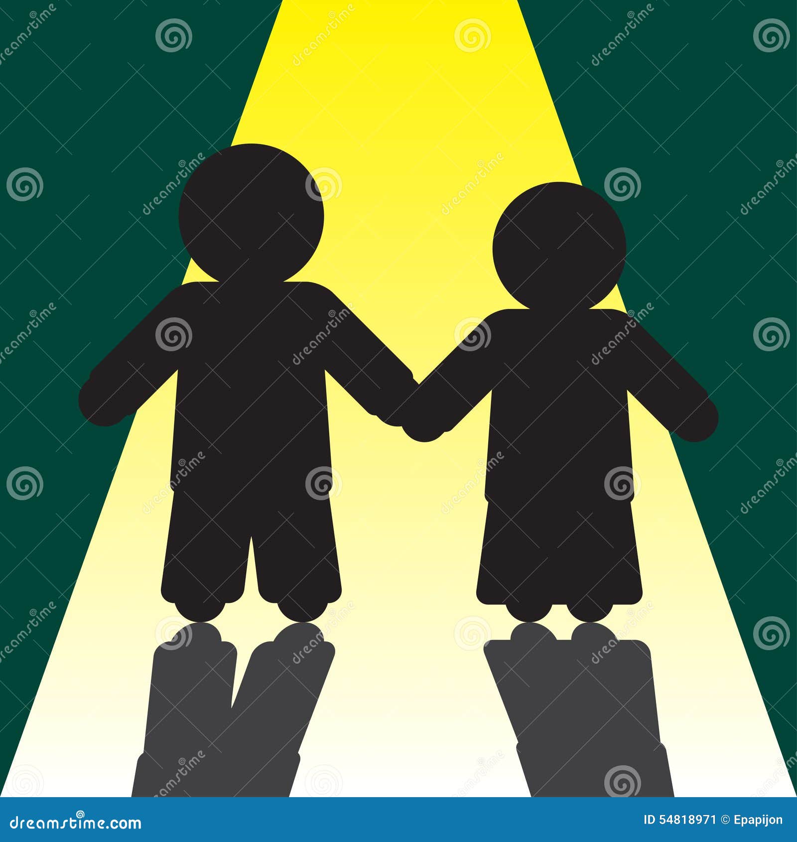 Boy and Girl Silhouettes with Shadows Stock Vector - Illustration of ...