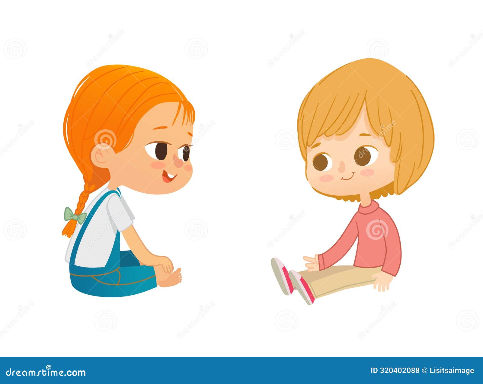 Boy and Girl Sitting on Floor and Talk Stock Vector - Illustration of ...