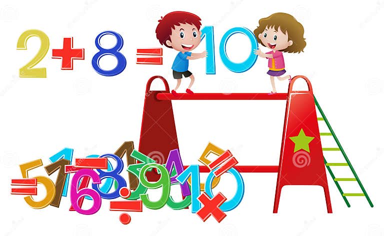 Boy and Girl Solving Math Problem Stock Vector - Illustration of ...