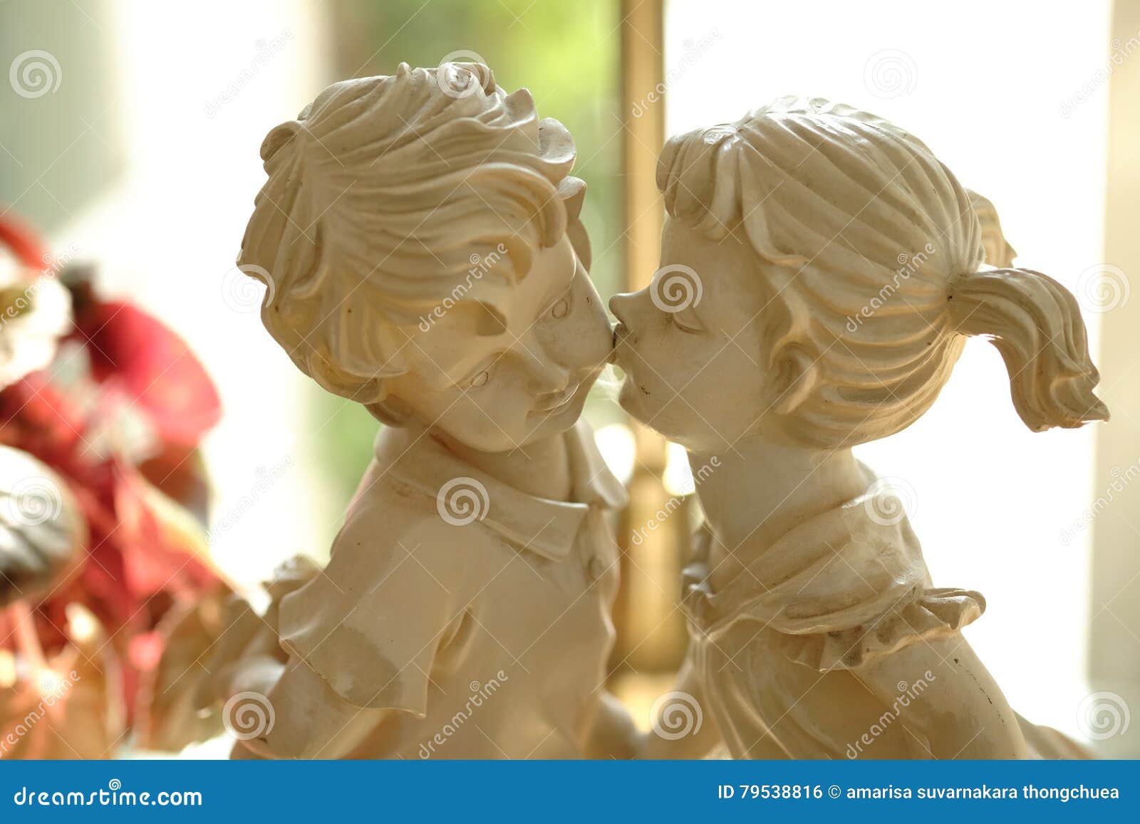 Boy and girl statues stock photo. Image of white, kissboy - 79538816