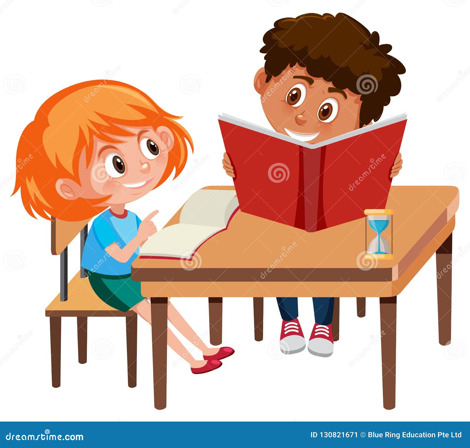 Boy And Girl Study Cartoon Vector | CartoonDealer.com #130821671