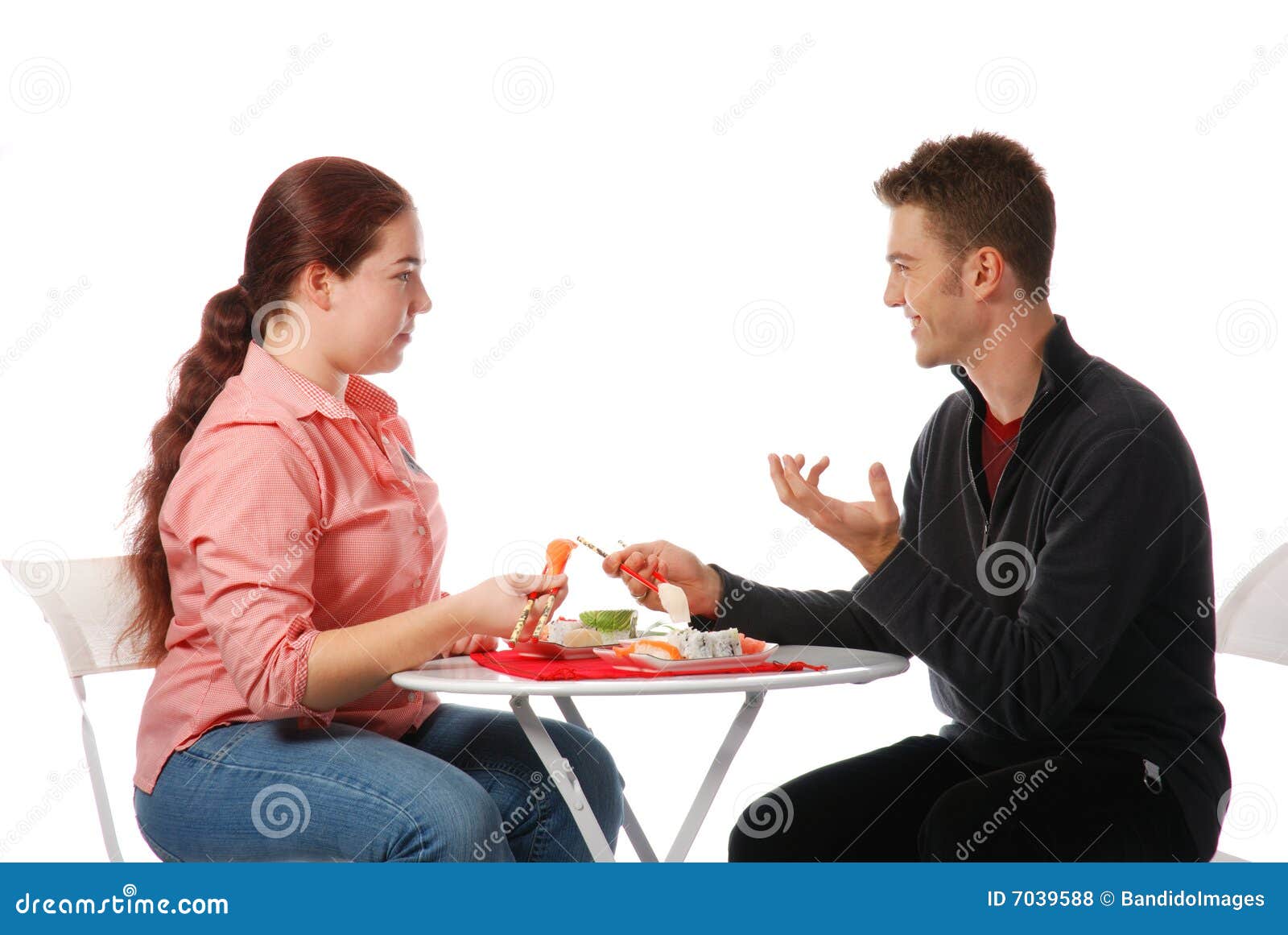 Boy and Girl Talking and Eating Stock Photo - Image of chatting, girl ...