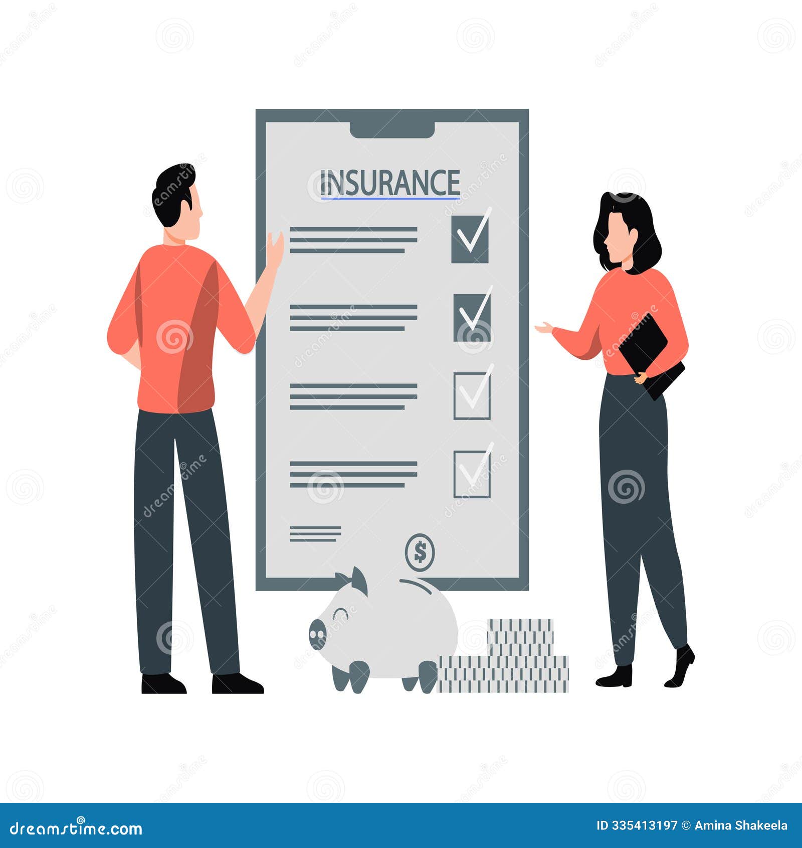 The Boy and the Girl are Talking Insurance Stock Illustration ...